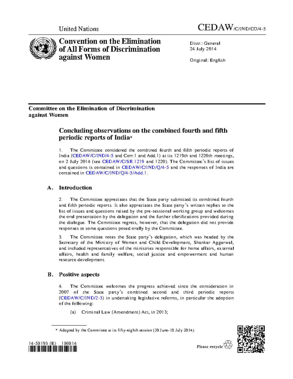 Cedaw C IND CO 4-5-EN - Law material from authors/ organizations to ...