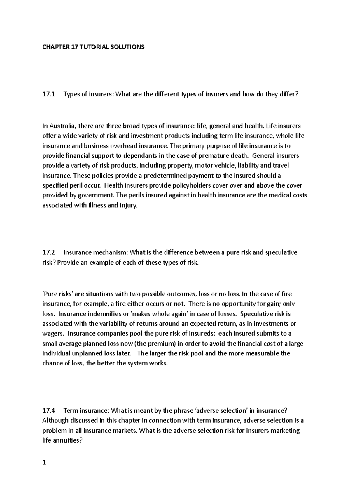 Chapter 17 Tutorial Solutions - CHAPTER 17 TUTORIAL SOLUTIONS 17 Types ... Chapter 17 Tutorial Solutions - CHAPTER 17 TUTORIAL SOLUTIONS 17 Types ...