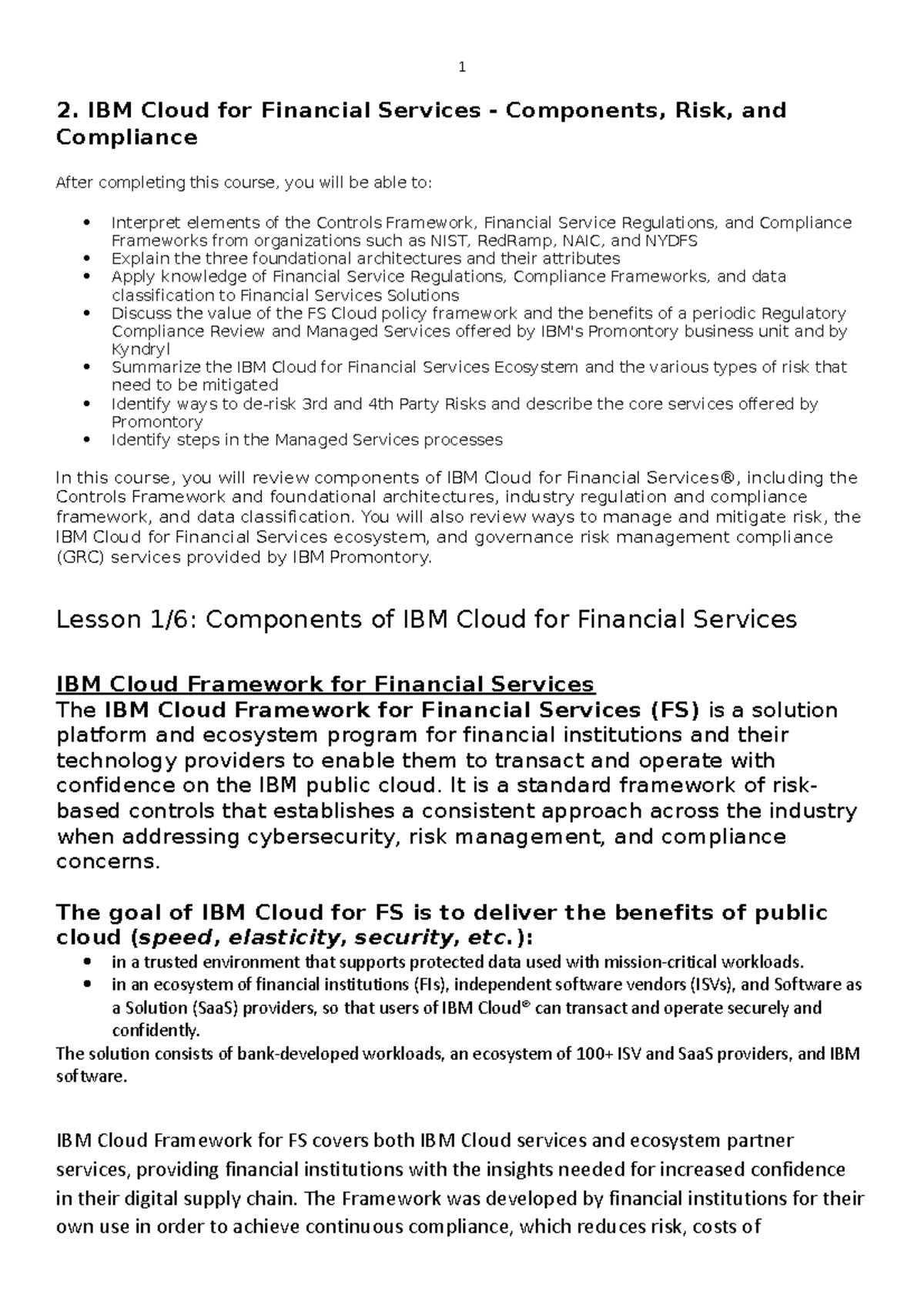 2-IBM Cloud for FS- Components, Risk and Compliance - ####### 2. IBM ...