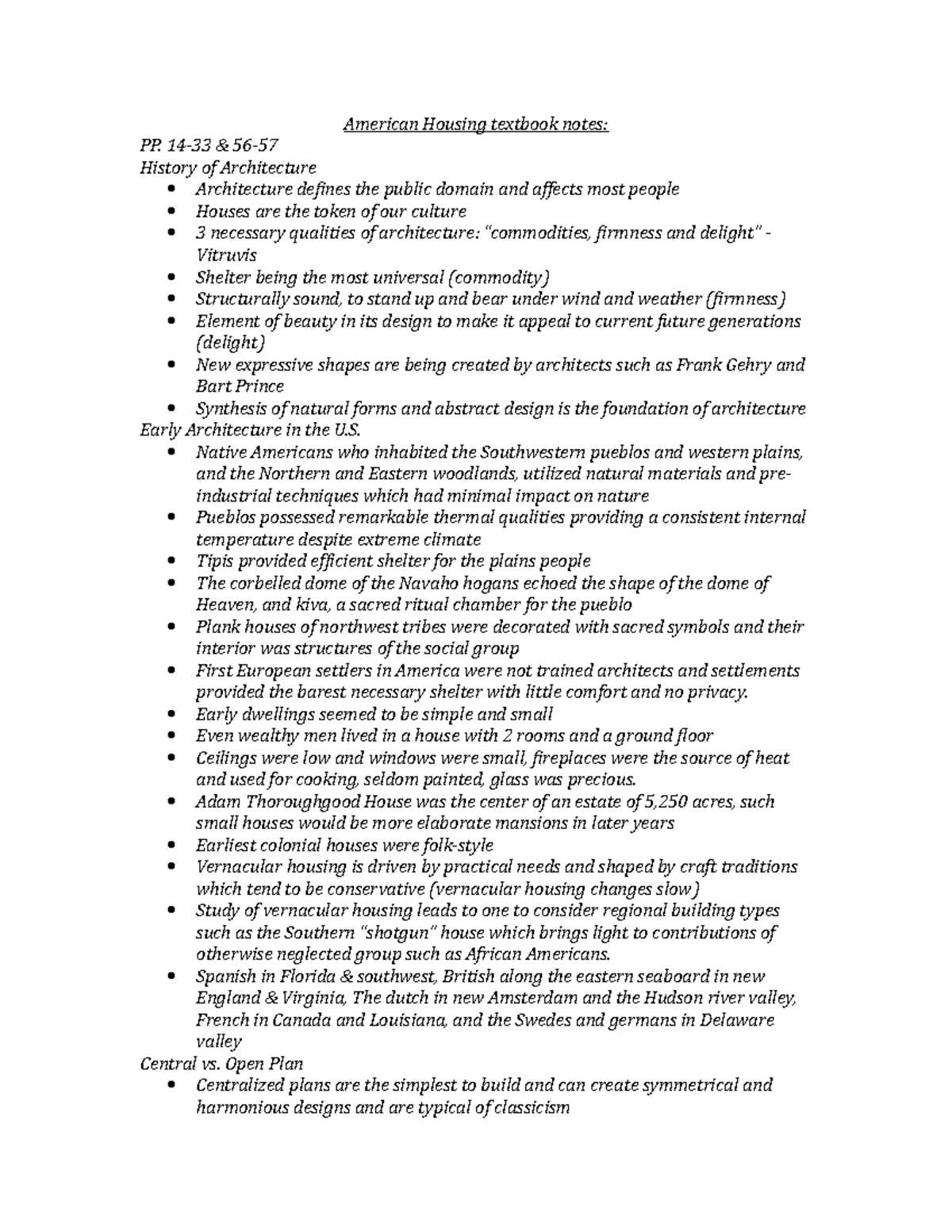 American Housing textbook notes - 14-33 & 56-57 History of Architecture ...