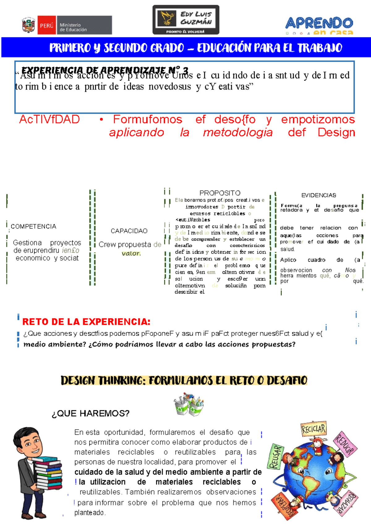 III Experiencia DE Aprendizaje - ACT 1- 1° y 2° Grado WEB EPT - i i i i “Asu m i m os accion es ...