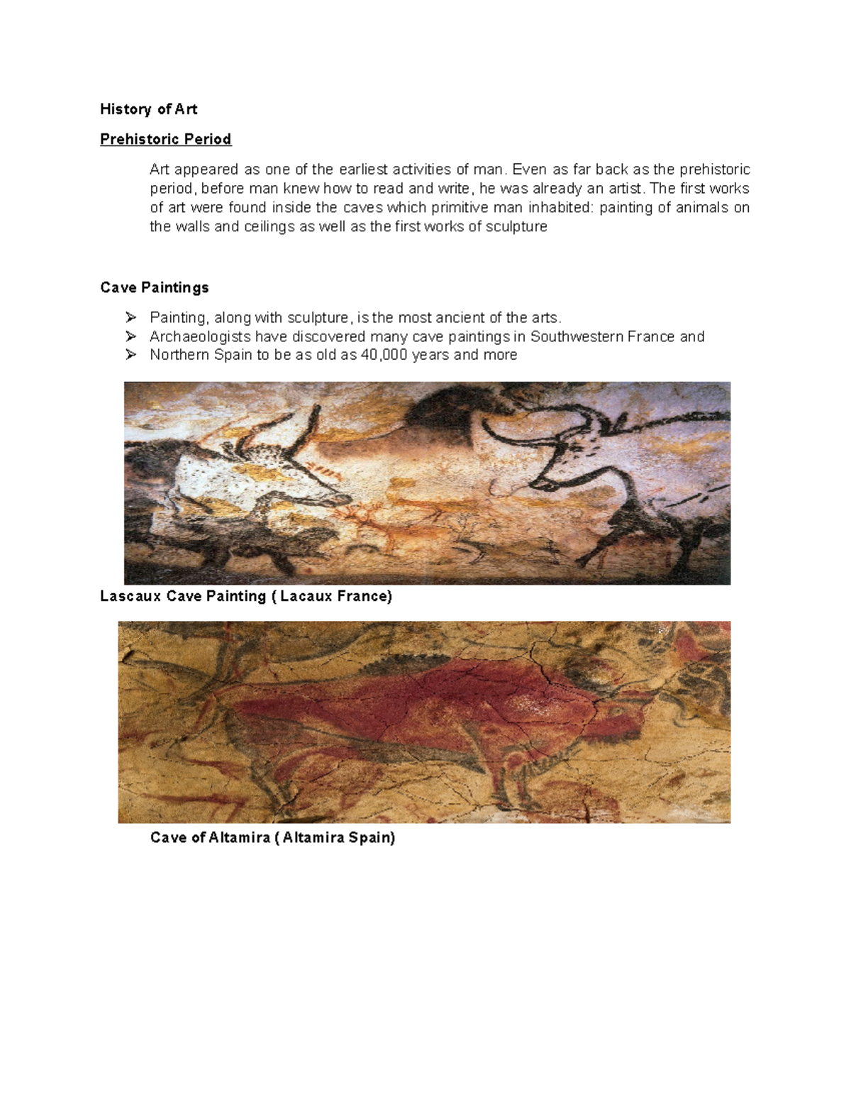 History-of-Art - art Appreciation, history of arts - History of Art Prehistoric Period Art ...
