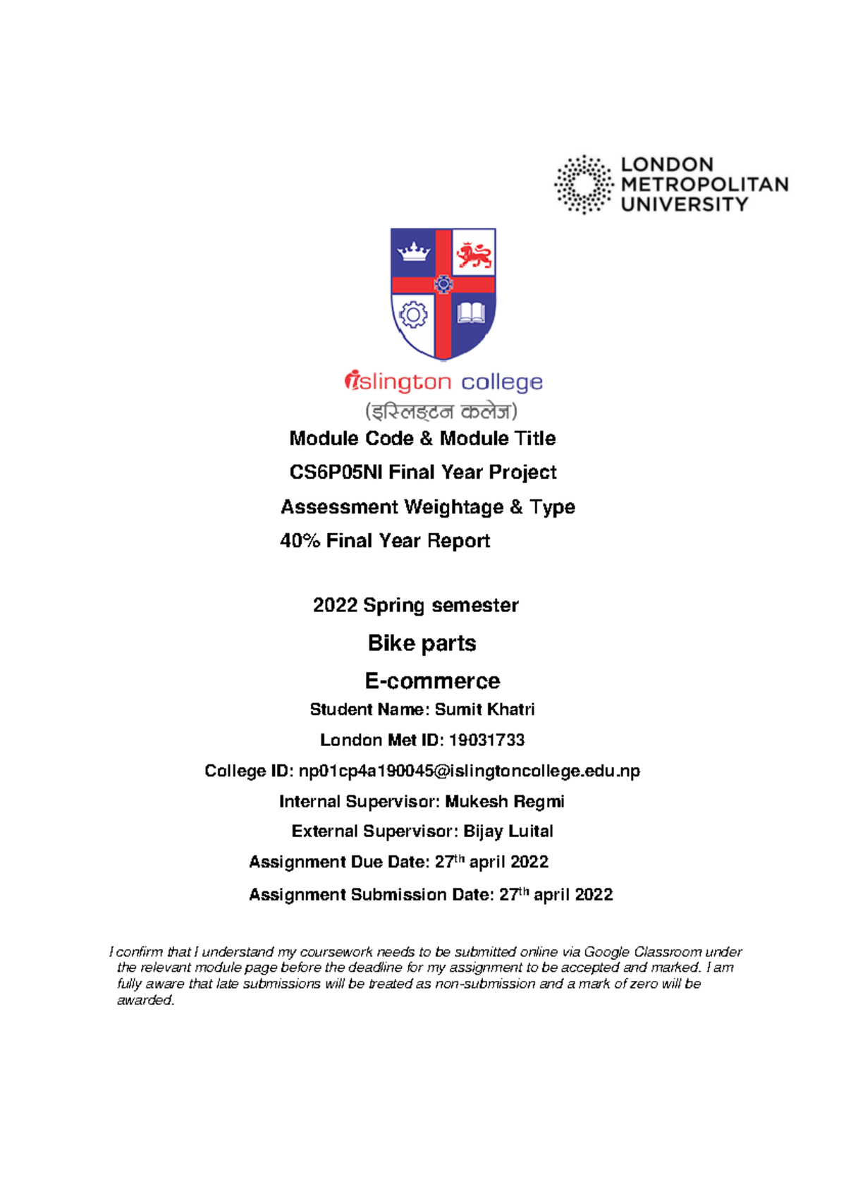 4.1 final report - Module Code & Module Title CS6P05NI Final Year ...