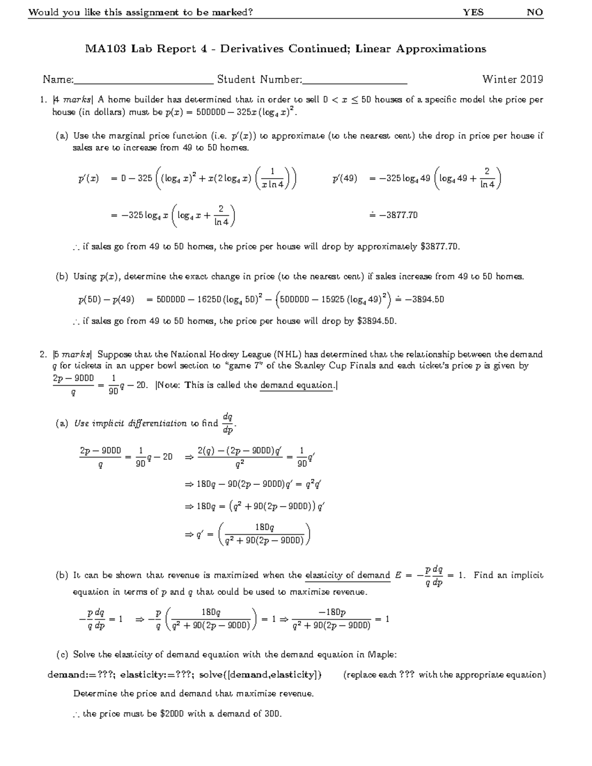 103lab4solns W 19 - Lab - Would you like this assignment to be marked ...
