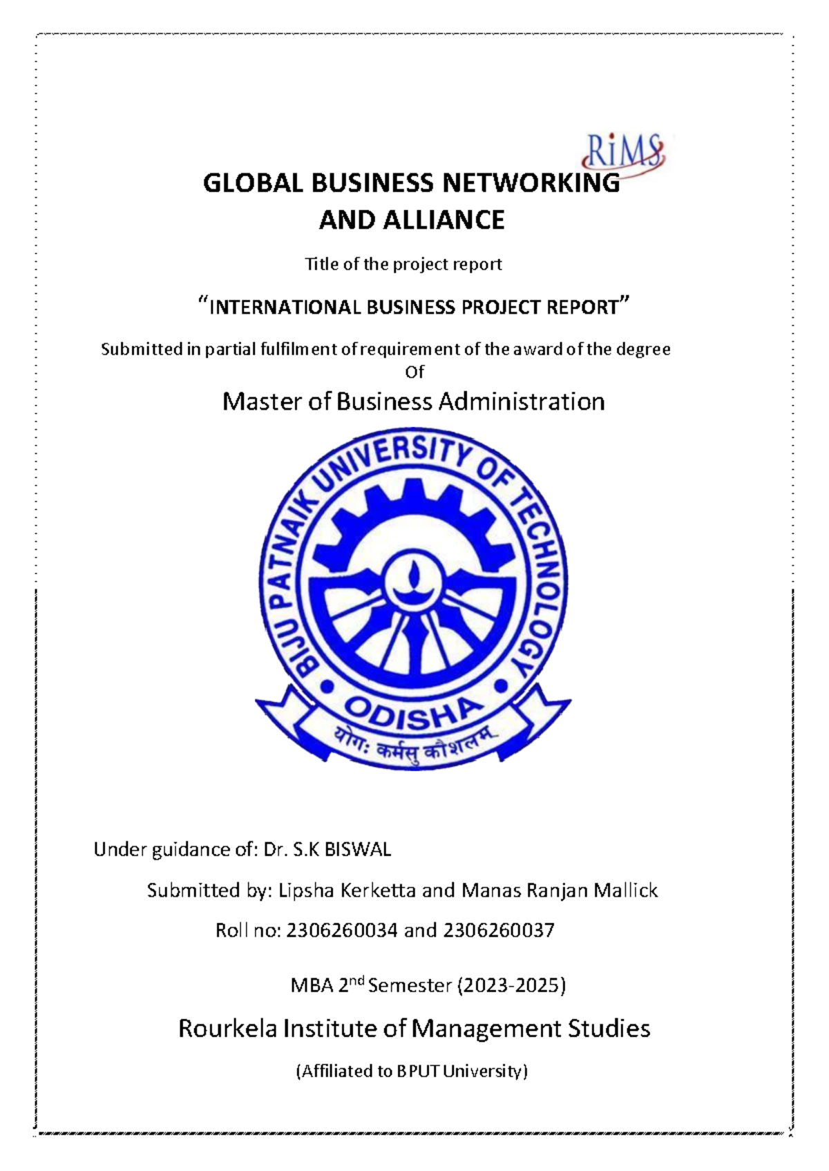 Lipsha and manas ib front Assignment Report 1-1 - GLOBAL BUSINESS ...