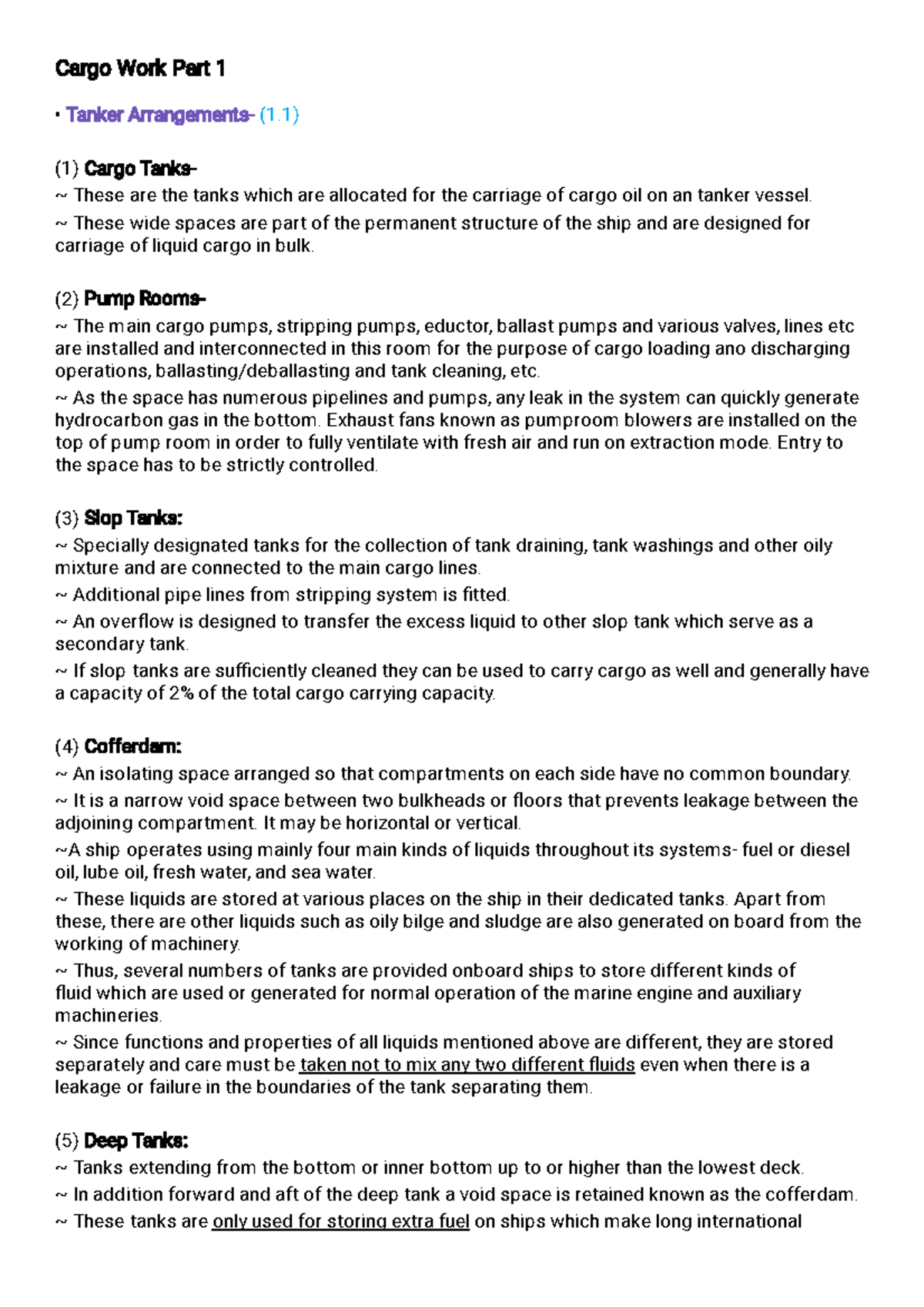 Cargo Work for cargo handling and stowage - Cargo Work Part 1 Tanker ...