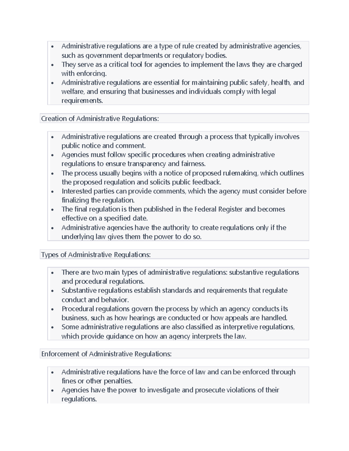 Regulation - Notes - • Administrative regulations are a type of rule ...