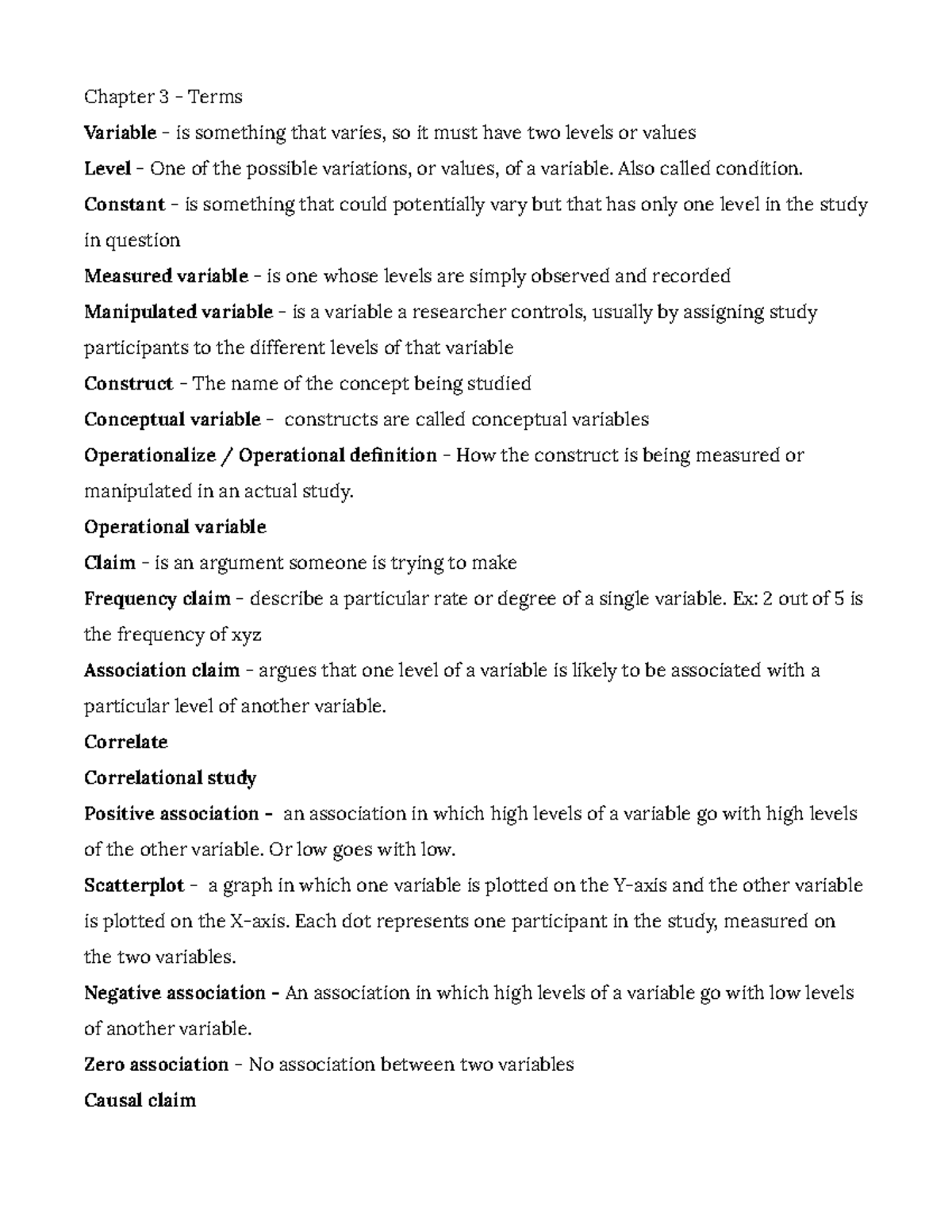 Chapter 3 - Terms and Definition Exam Practice - Chapter 3 - Terms ...