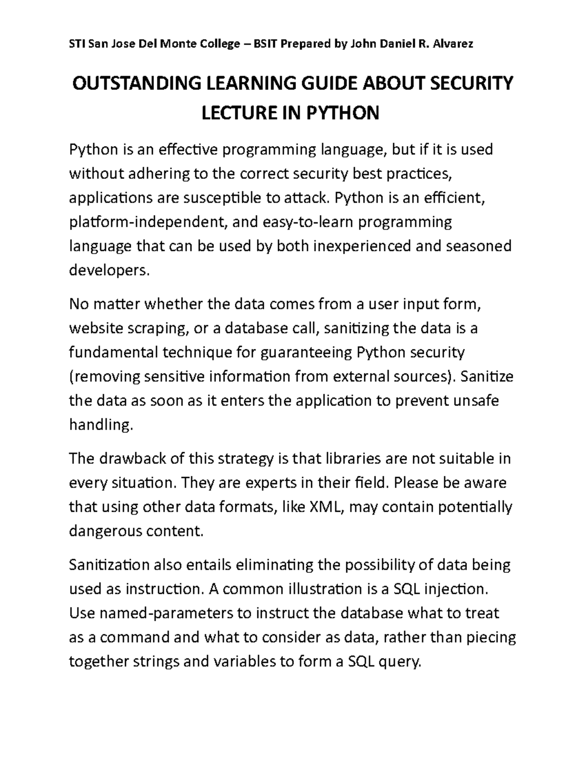 Outstanding Learning Guide About Security Lecture in Python ...