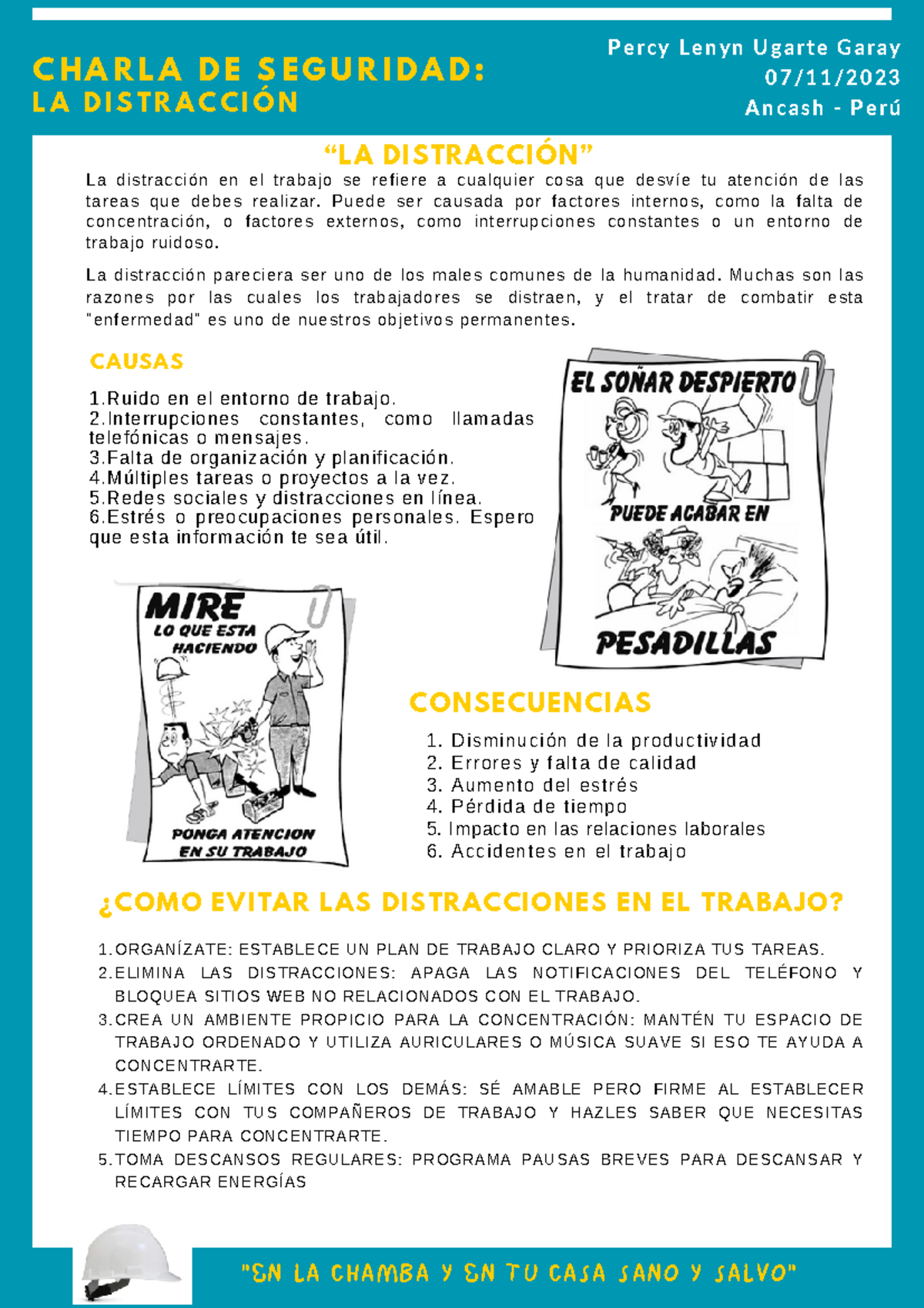 “LA Distracción” - percy - “LA DISTRACCIÓN” CAUSAS C H A R L A D E S E ...