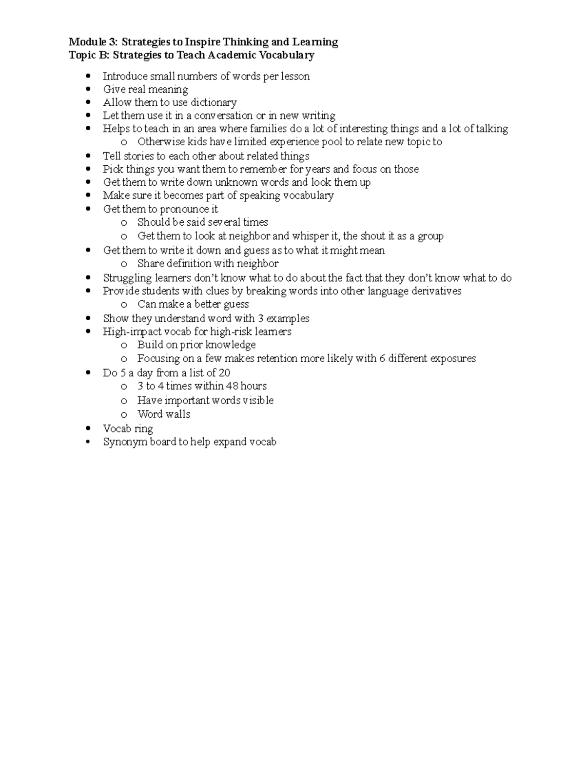 Module 3 topic B - teaching new words - Module 3: Strategies to Inspire ...