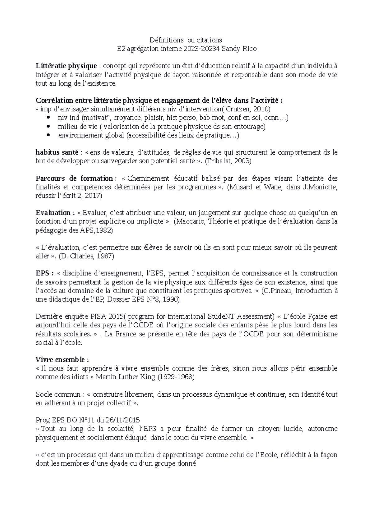 Def et citation E2 - Définitions ou citations E2 agrégation interne ...