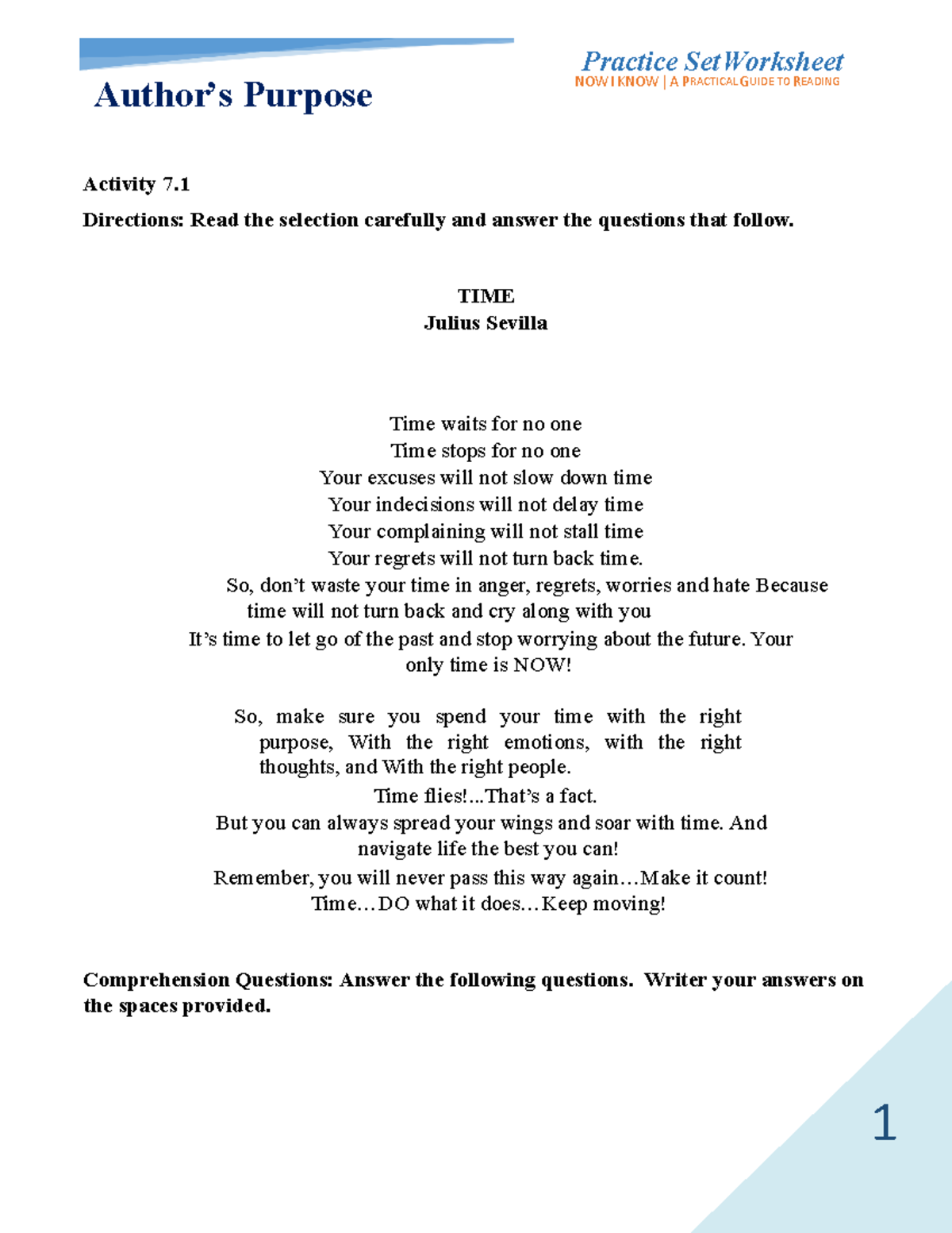 Authors Purpose Activities - Author’s Purpose NOW I KNOW | A PRACTICAL ...