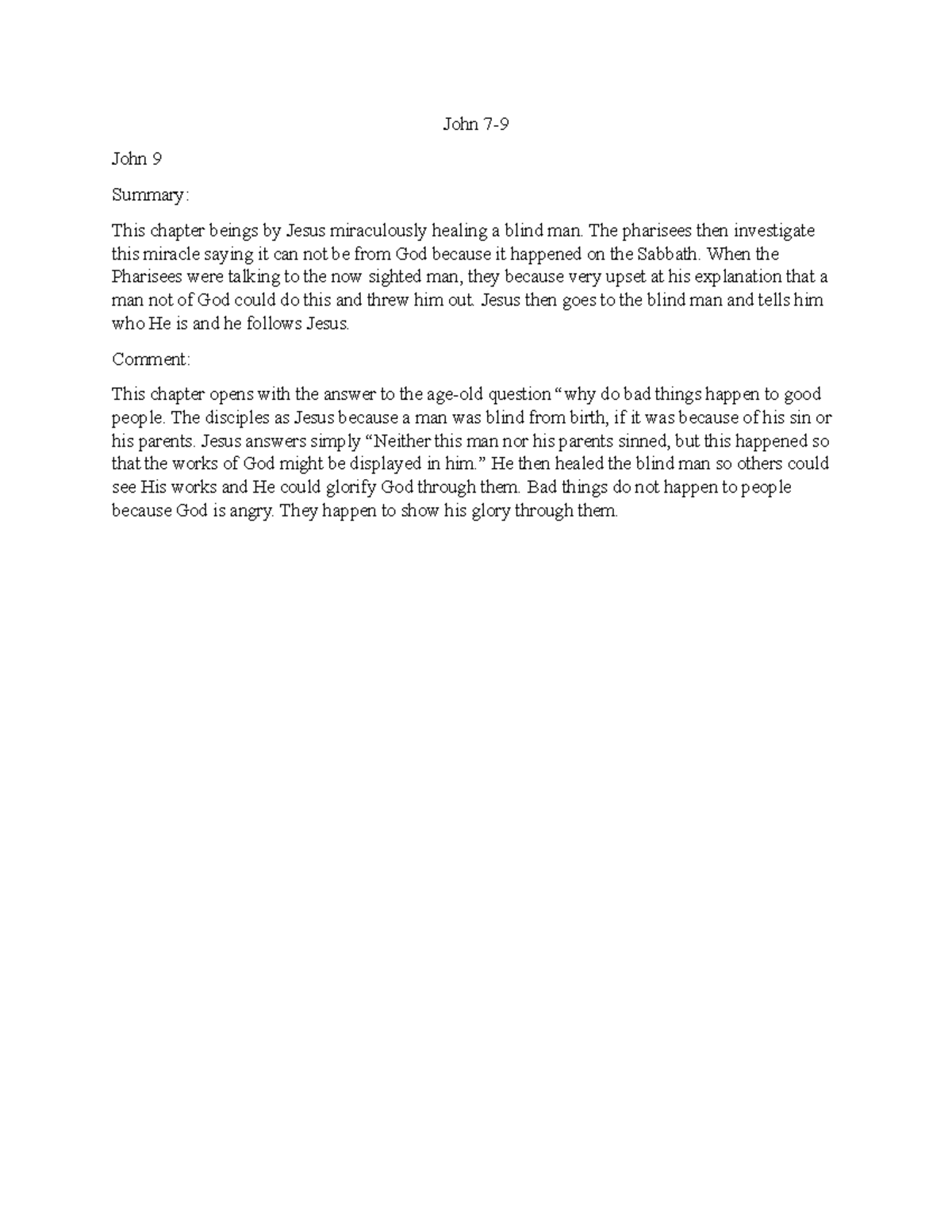 John 9 - An in-depth summary of John 9. Includes a summary and ...