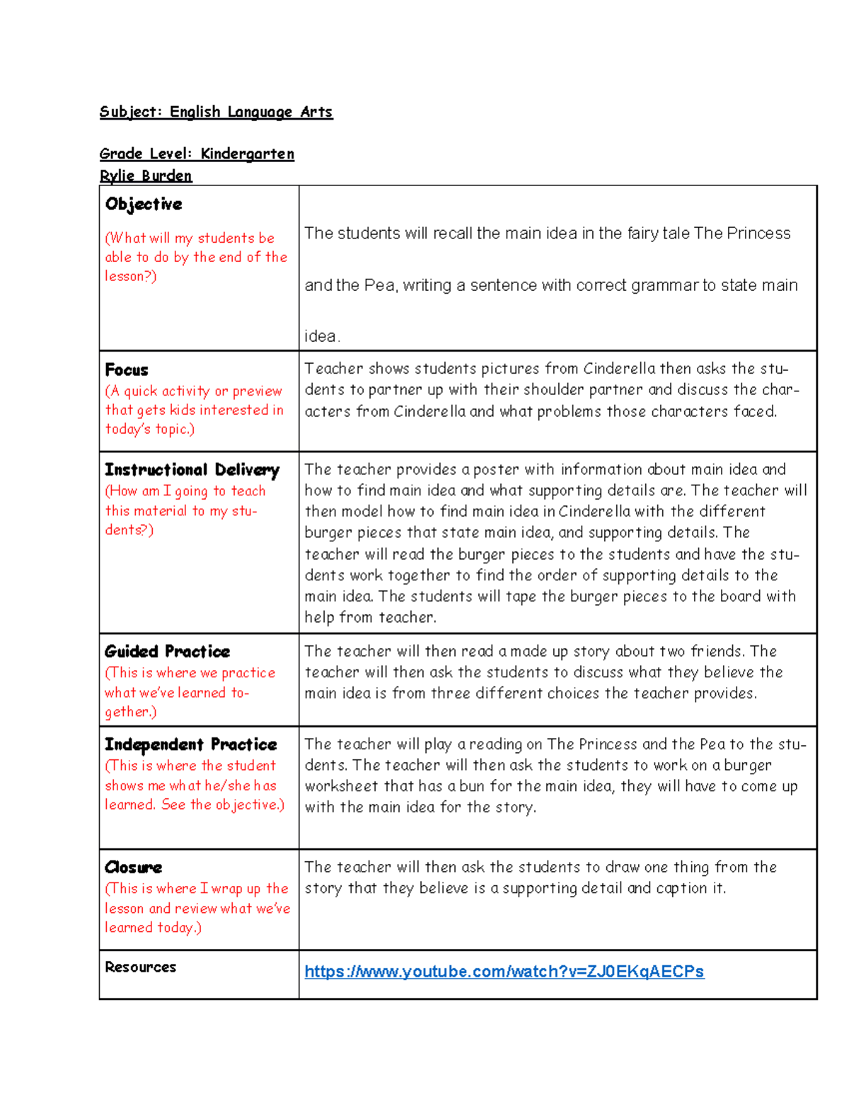 Lesson plan template - Subject: English Language Arts Grade Level ...