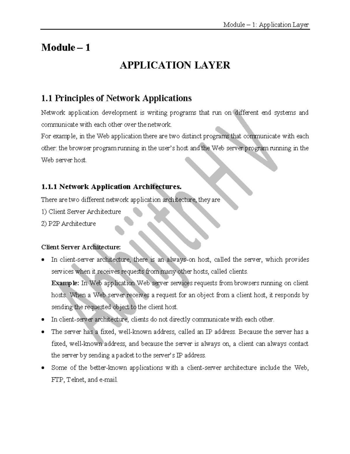 Cn Module 1 It Contains The Lecture Notes Of Module 1 Module 1 Application Layer 1