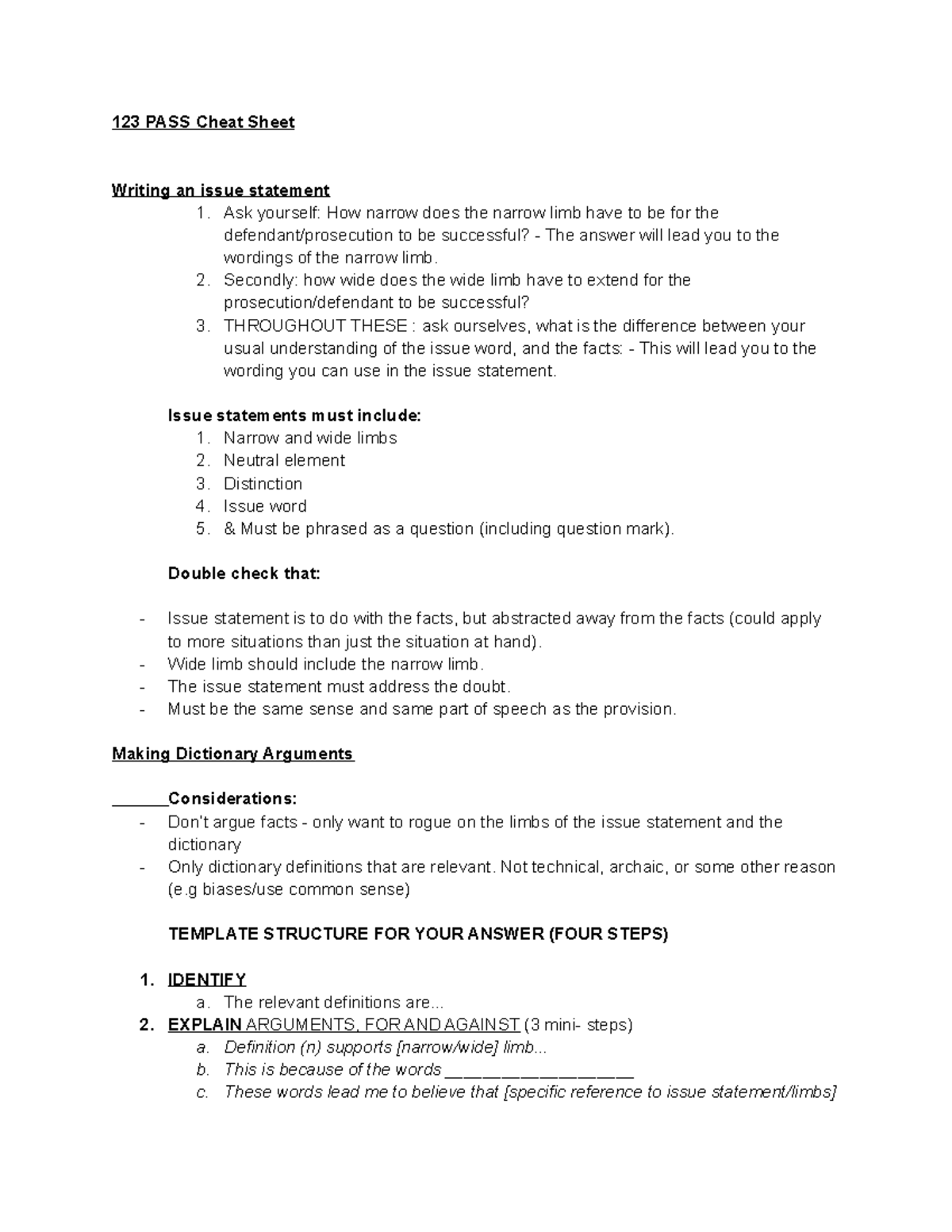 LAWS123 terms test - Summary - 123 PASS Cheat Sheet Writing an issue ...