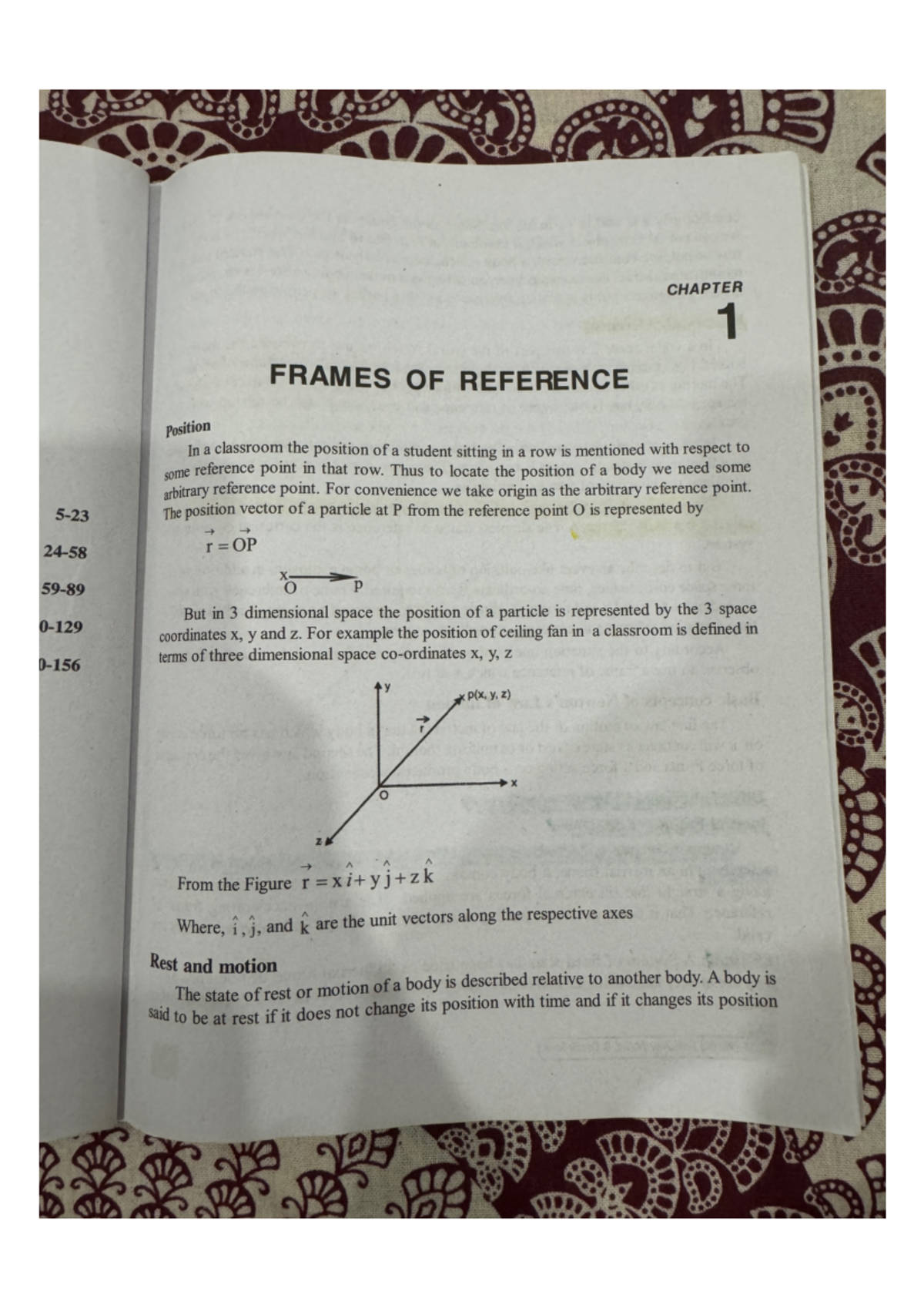 Chapter 1 physics - CHAPTER 1 FRAMES OF REFERENCE Position In a ...