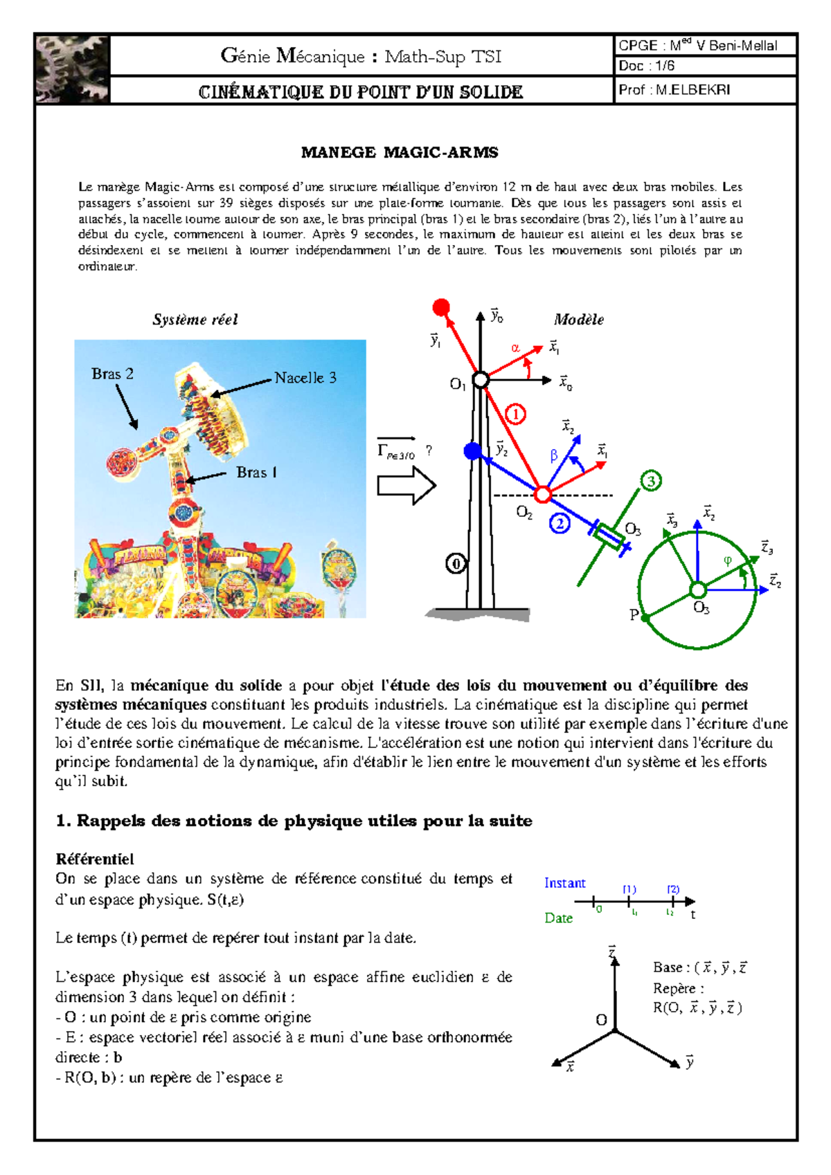 Cours 080 cinematique du point dun solide - Génie Mécanique : Math-Sup ...