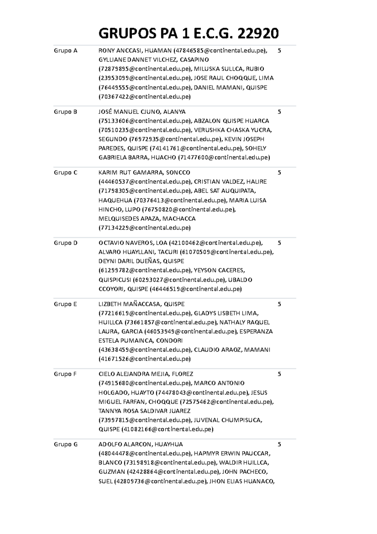 Grupos PA 1 E.C.G.NRC 22920 - GRUPOS PA 1 E.C. 22920 Grupo A RONY ...