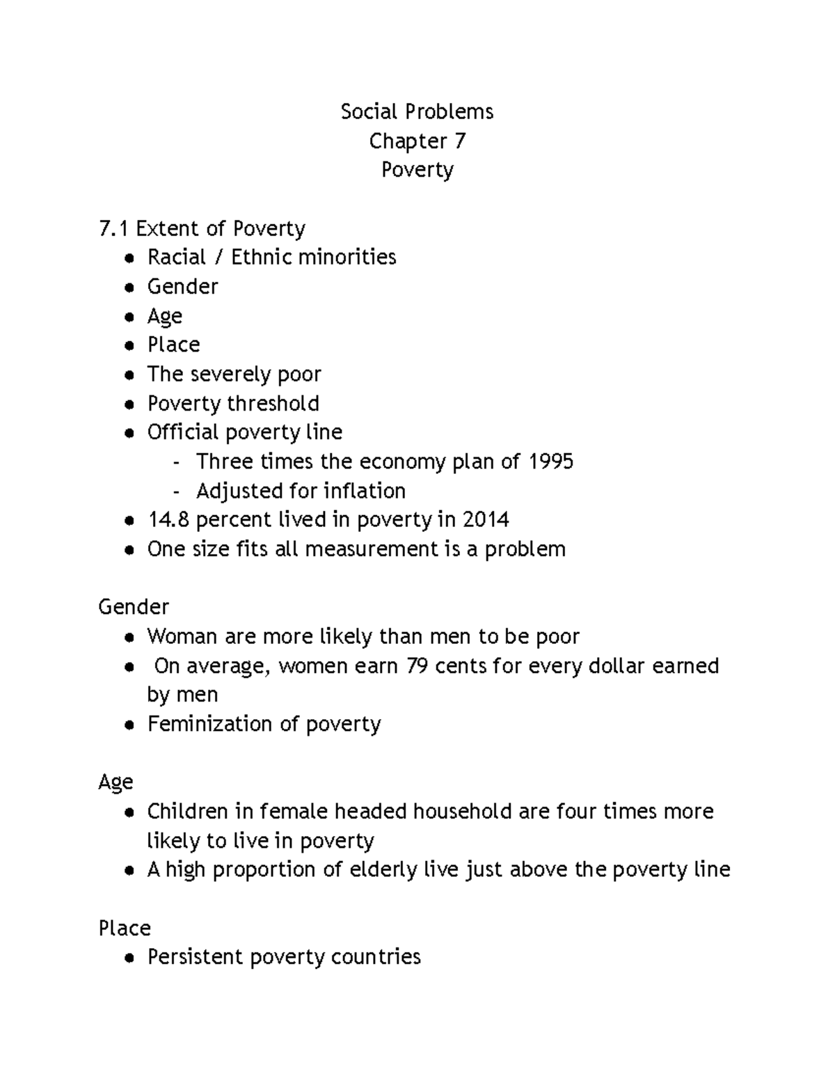 Social Problems chapter 7 - Social Problems Chapter 7 Poverty 7 Extent ...