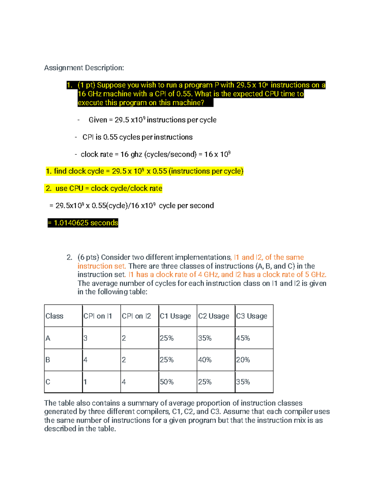 CSE230-F21- HW9 - Practice problems regarding calculating the CPI. - HW 9 1215276062 kmuham10 ...