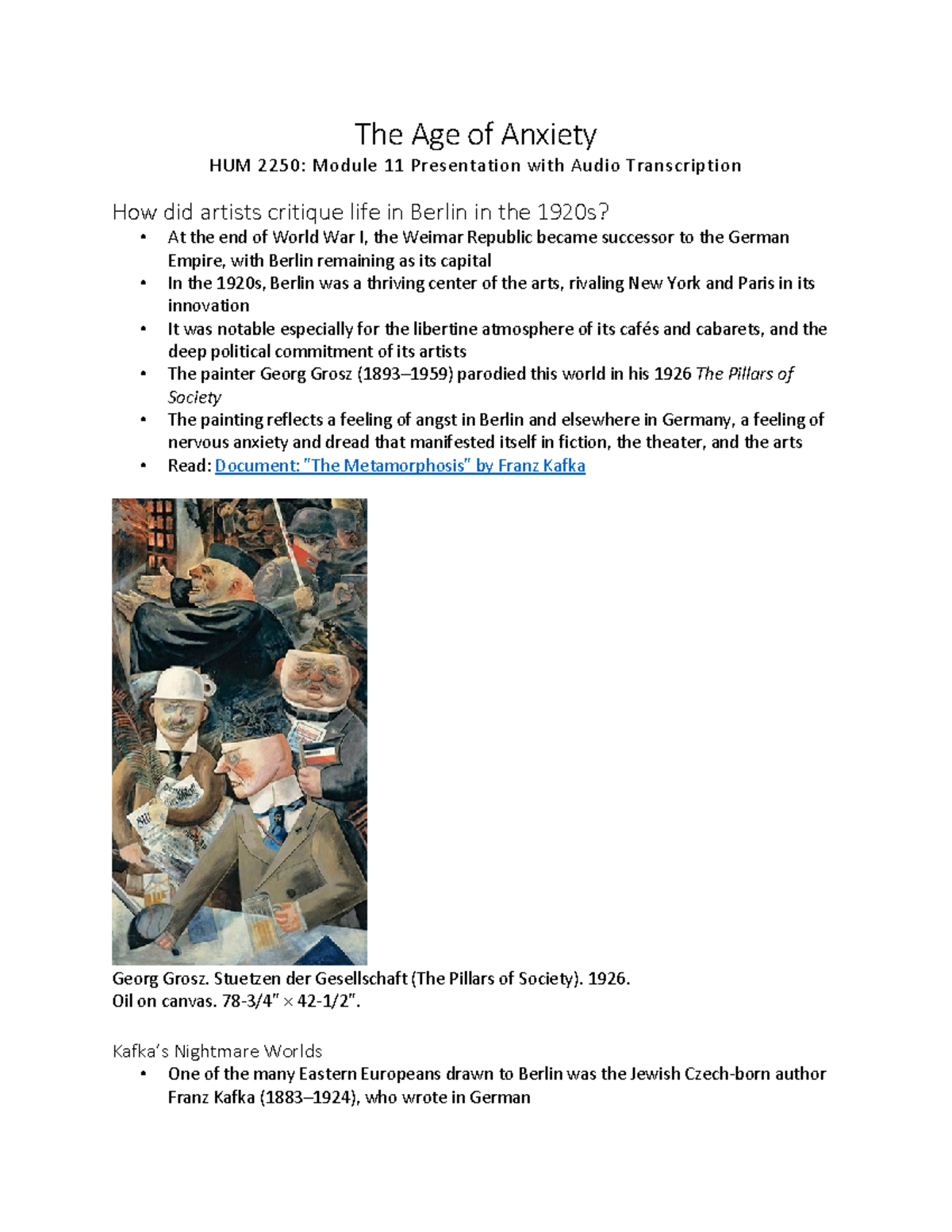 Mod11 Age of Anxiety Presentation - The Age of Anxiety HUM 2250: Module ...