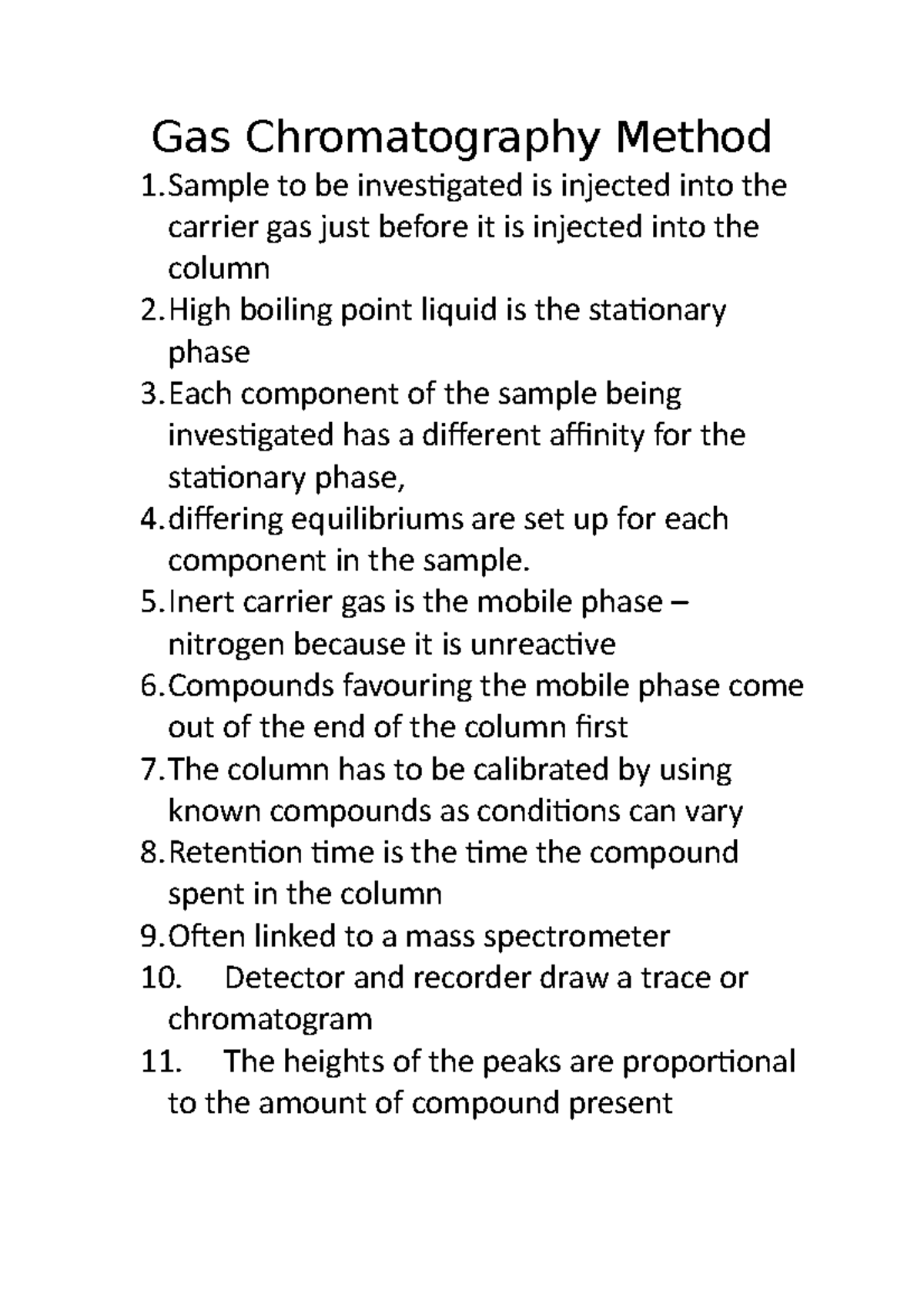 Gas Chromatography Method - 5 carrier gas is the mobile phase ...