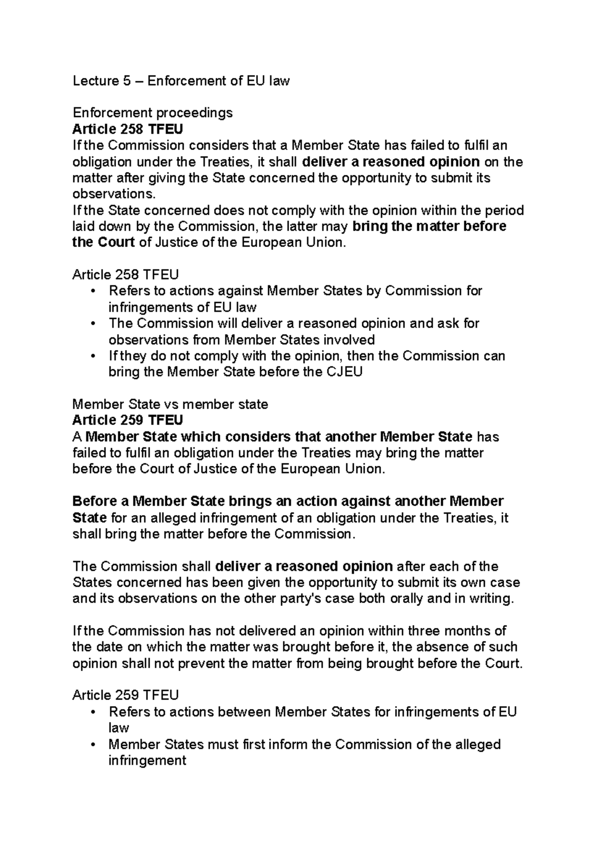 Lecture 5 – Enforcement of EU law - Lecture 5 – Enforcement of EU law Enforcement proceedings ...