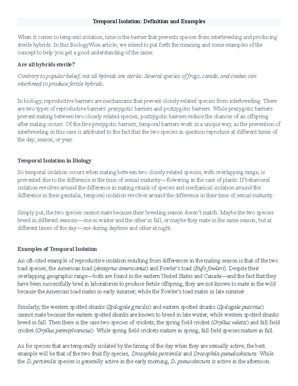 Temporal Isolation - In this BiologyWise article, we intend to put ...