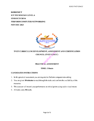 Perfom network Learning plan - REF: KSTVET/TP/LP/FO LEARNING PLAN ...