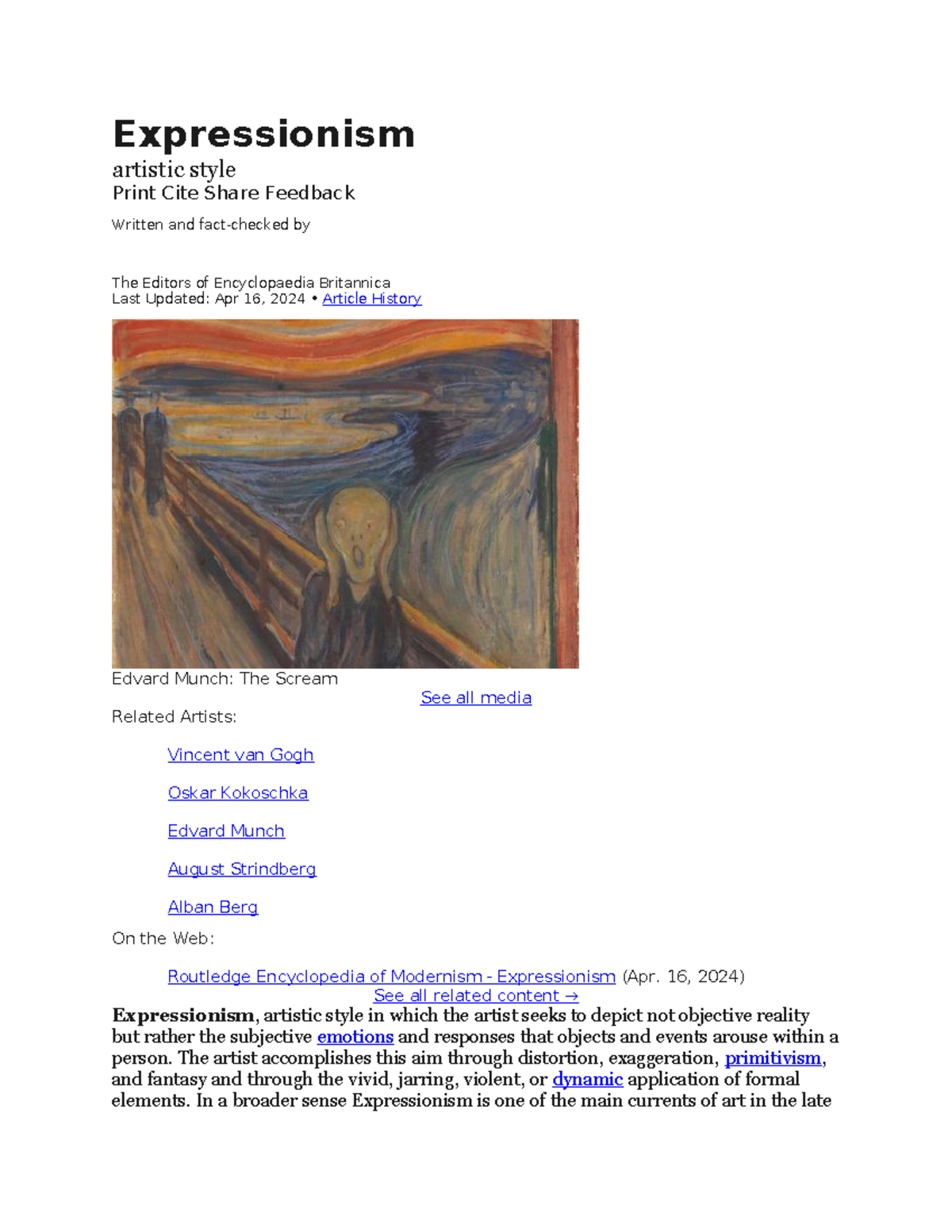 Expressionism - khgsdiwqd - Expressionism artistic style Print Cite ...