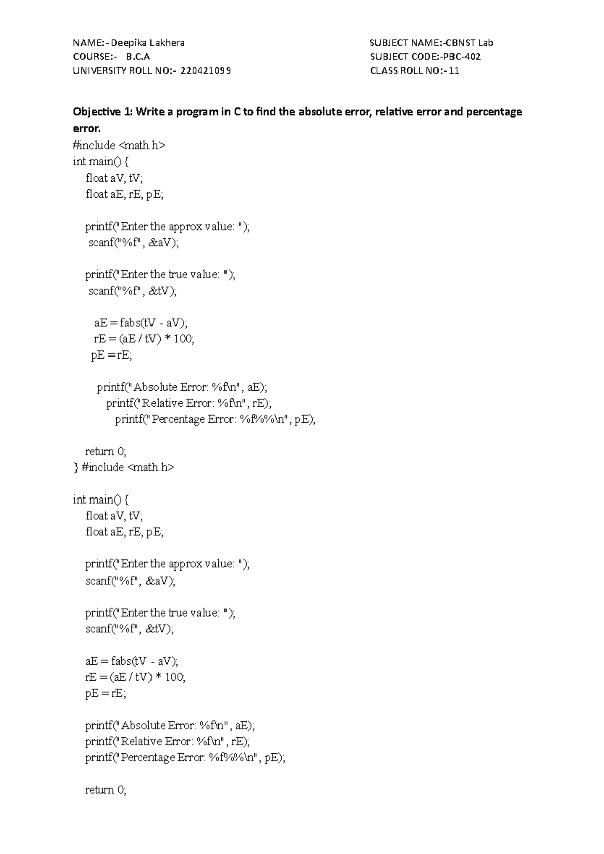 Deepika Cbnst - adfadf - COURSE:- B.C SUBJECT CODE:-PBC- 402 UNIVERSITY ...