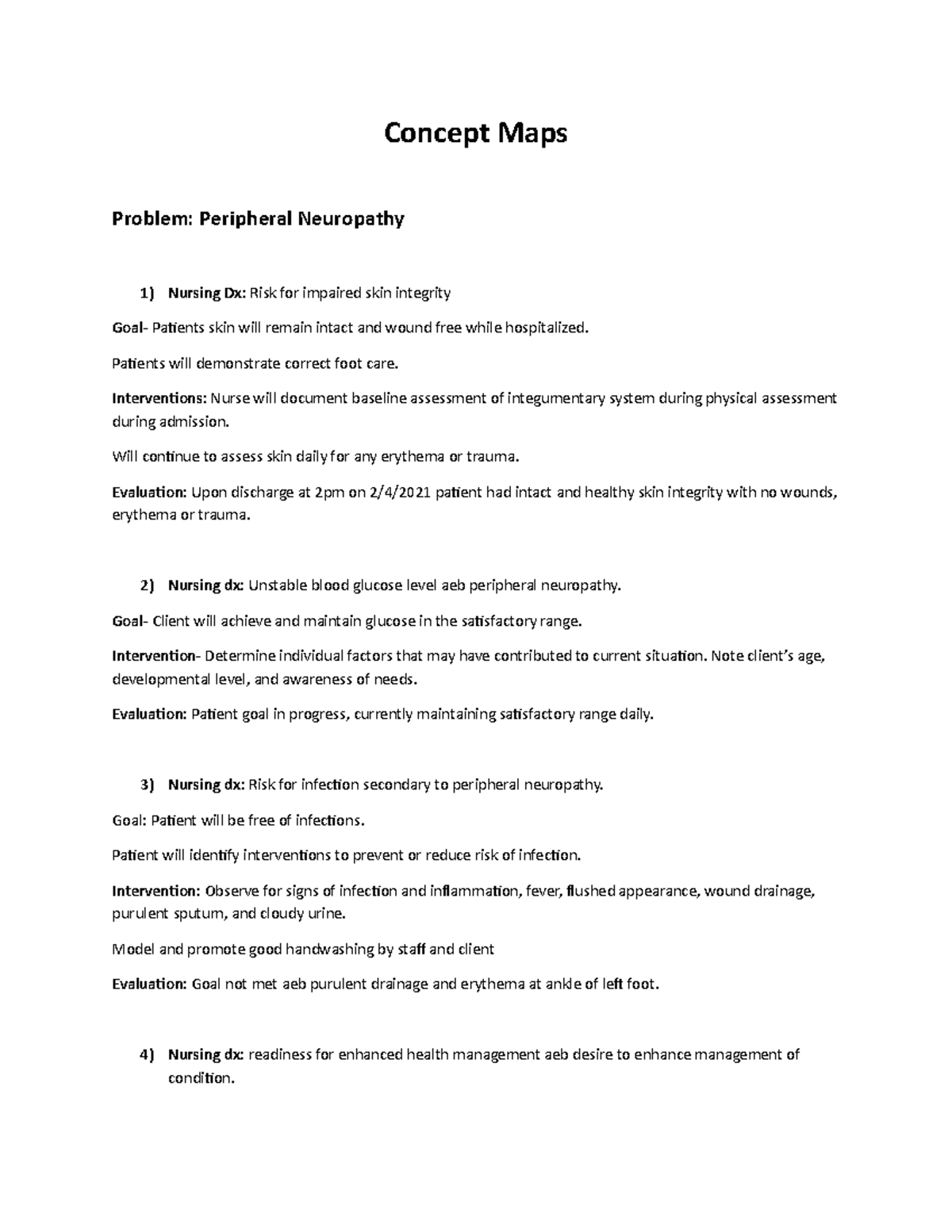 Clinical Makeup Concept Map - Concept Maps Problem: Peripheral ...