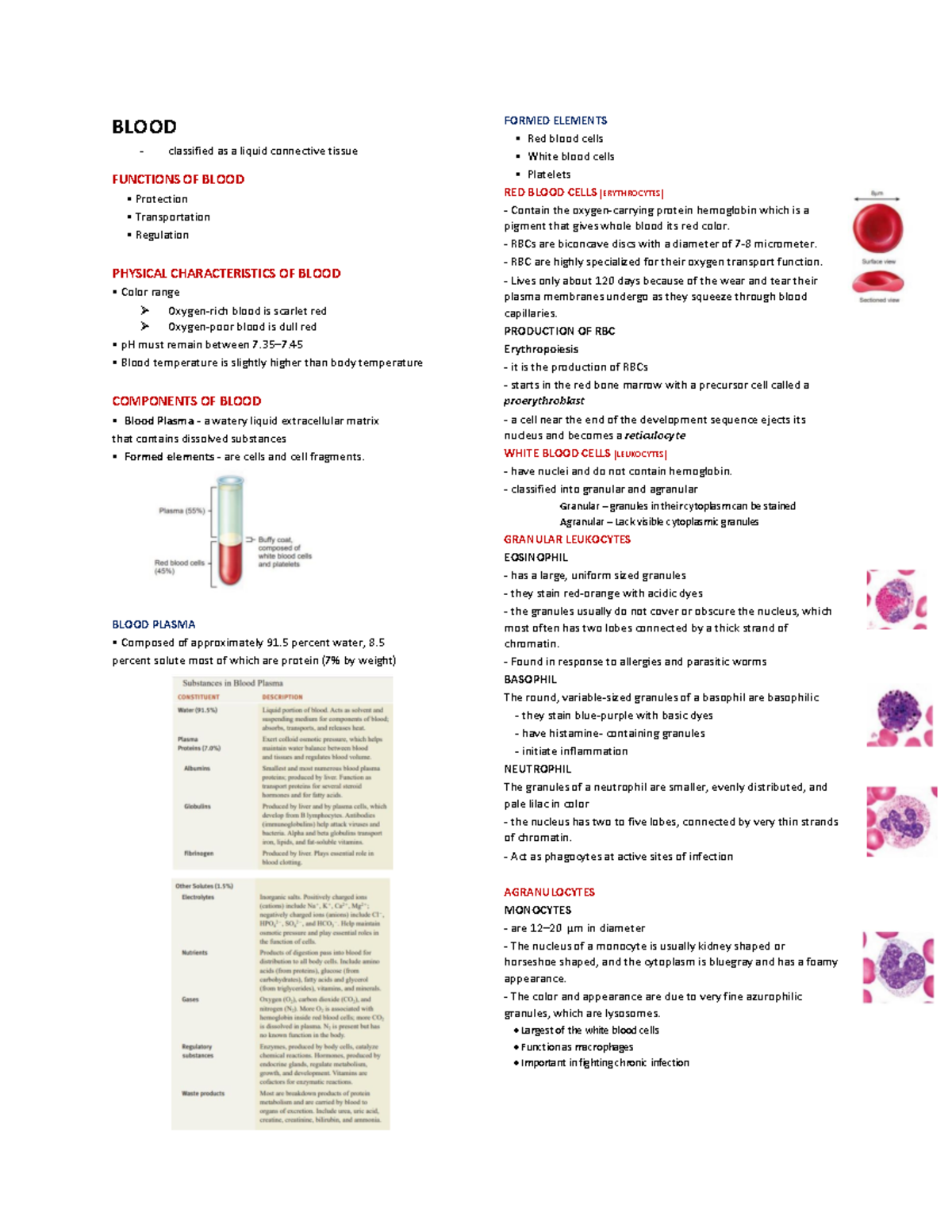 Blood - lecture - BLOOD classified as a liquid connective tissue ...