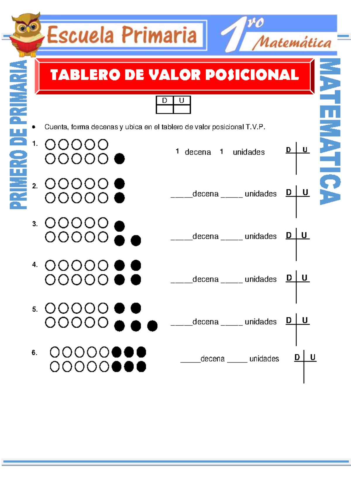 Tablero de Valor Posicional para Primero de Primaria - Matemática ...