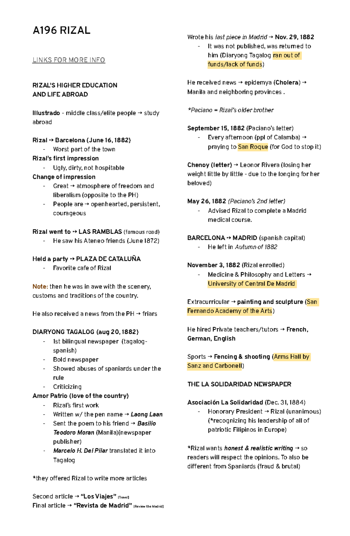 HERO Rizal Notes - A196 RIZAL LINKS FOR MORE INFO RIZAL’S HIGHER ...