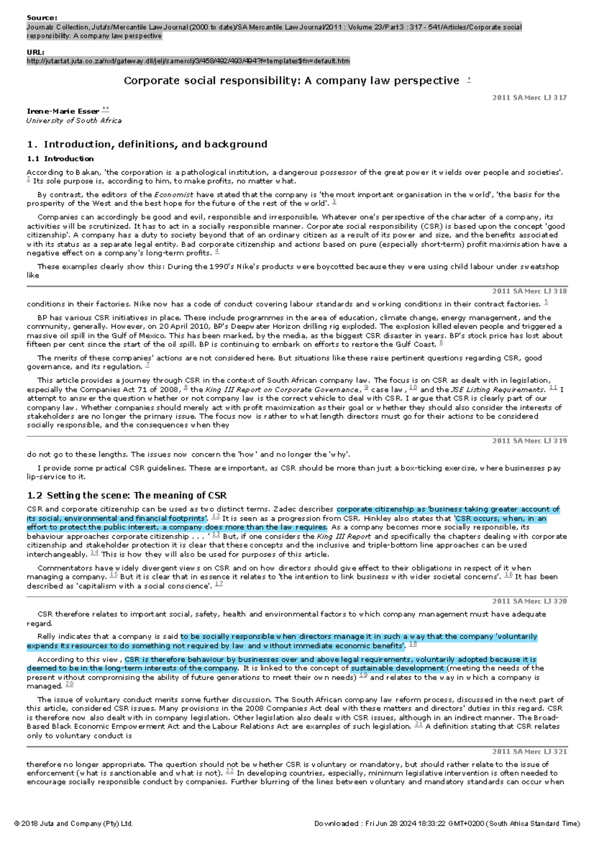 Single Doc - Summary Business enterprise law - Source: Journals Collection, Juta's/Mercantile ...