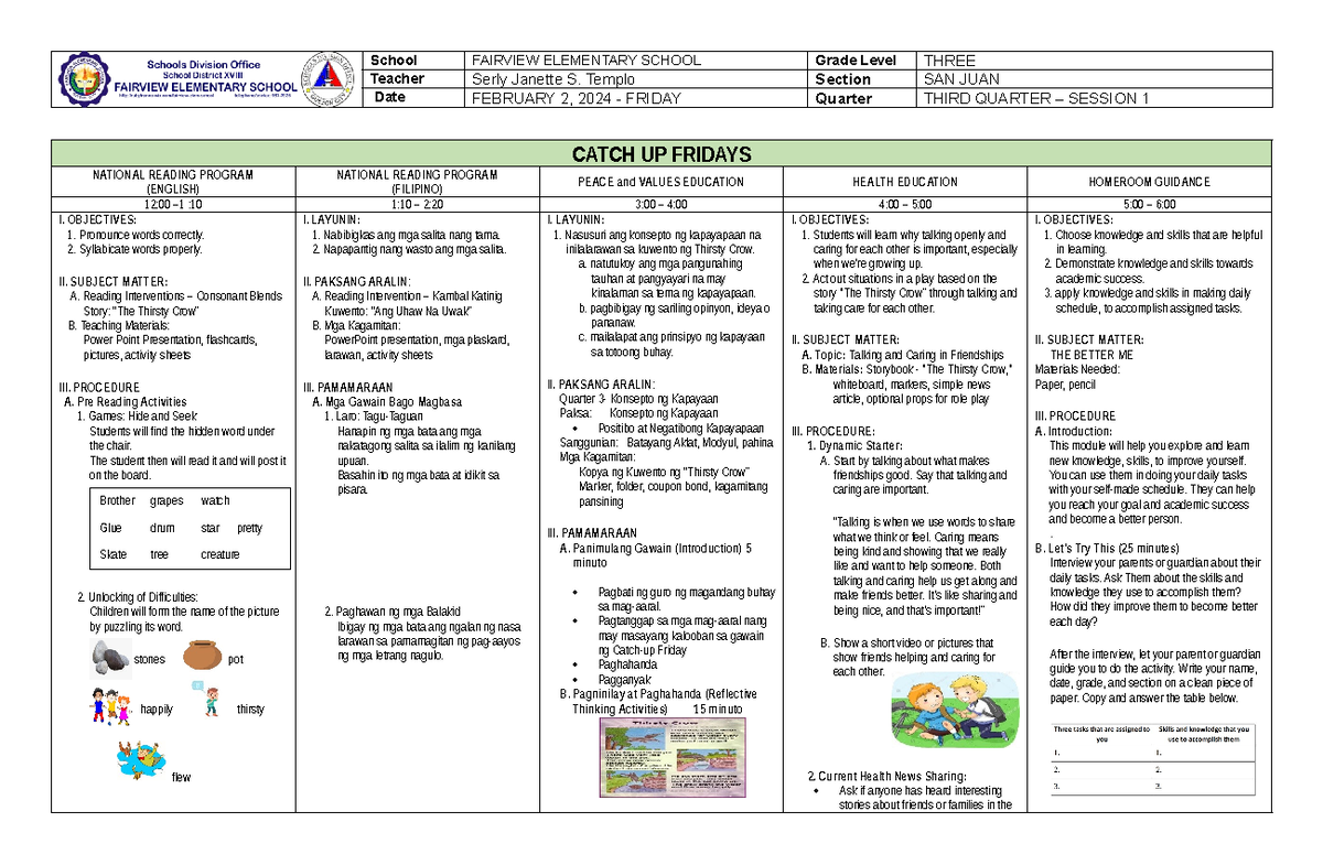 Catch-up-Fridays-DLL Q3-Week-1 - School FAIRVIEW ELEMENTARY SCHOOL ...
