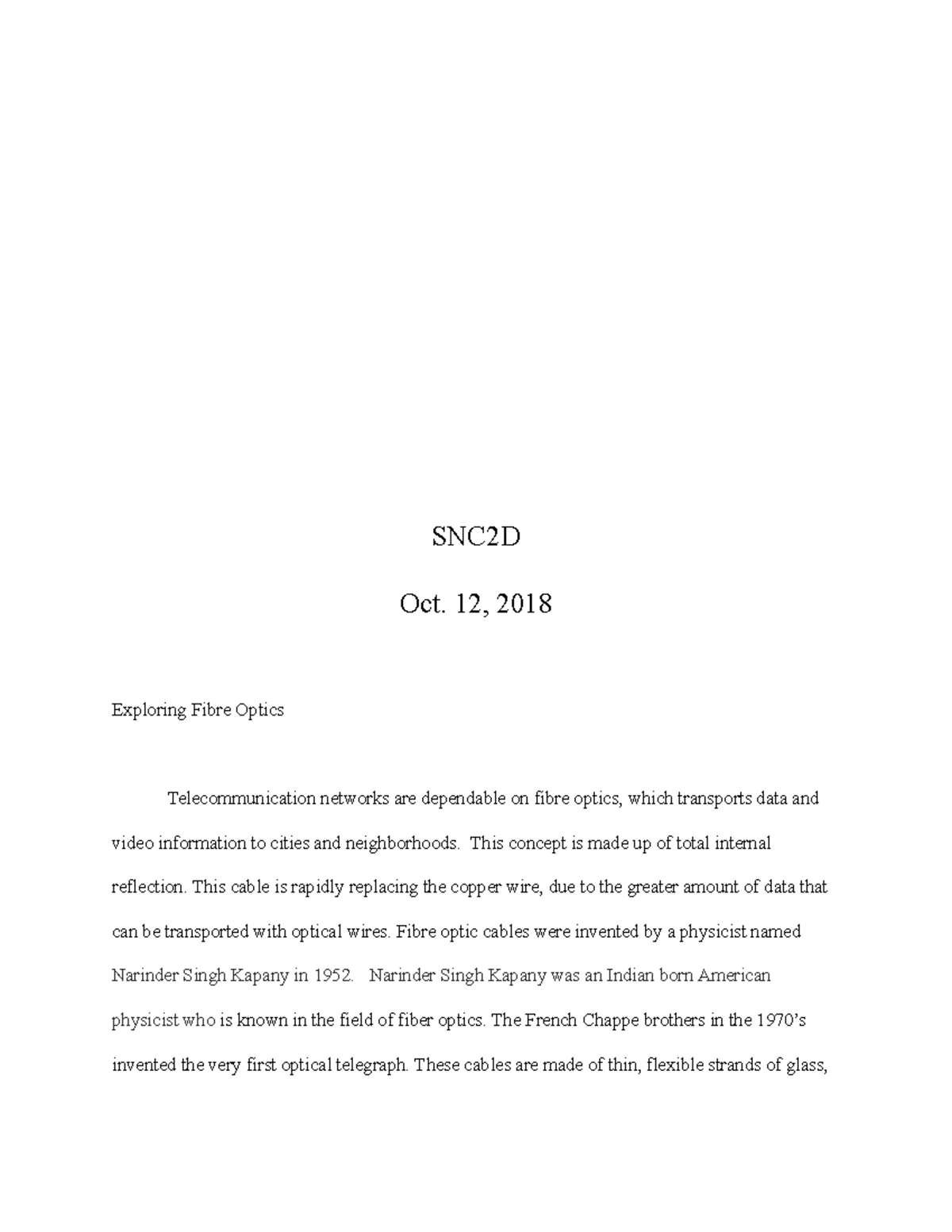 Fiber Optics 1 summaries and notes for midterm fibre optics - SNC2D Oct ...