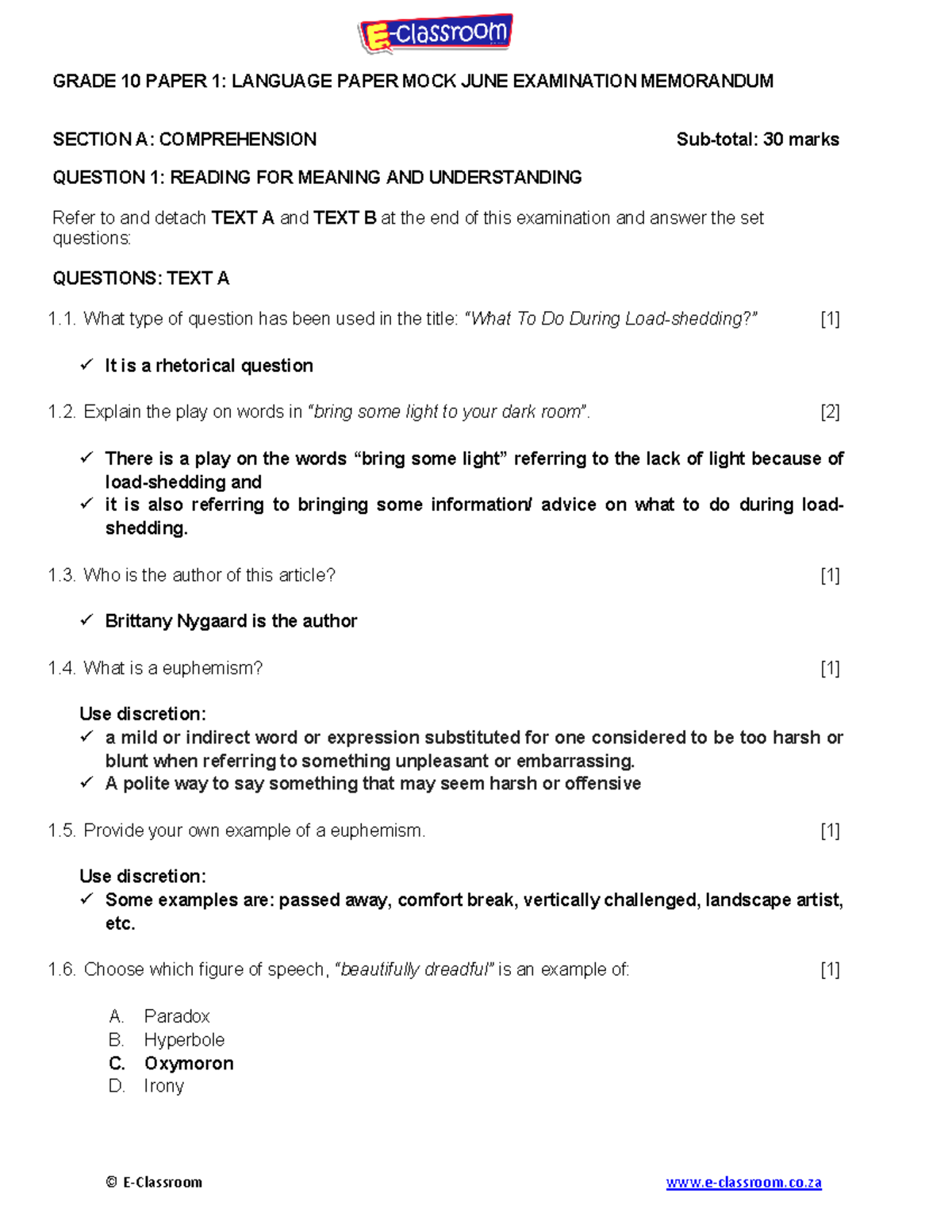 1000425092 - enjoy - GRADE 10 PAPER 1: LANGUAGE PAPER MOCK JUNE ...