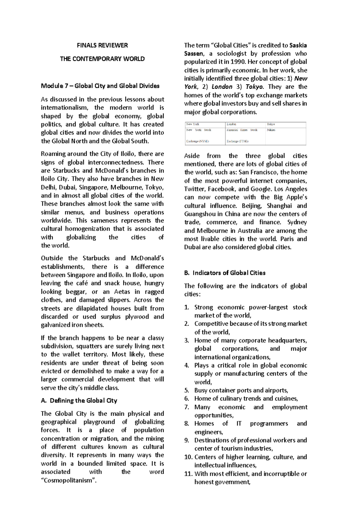 Finals Reviewer in The Contemporary World - FINALS REVIEWER THE ...