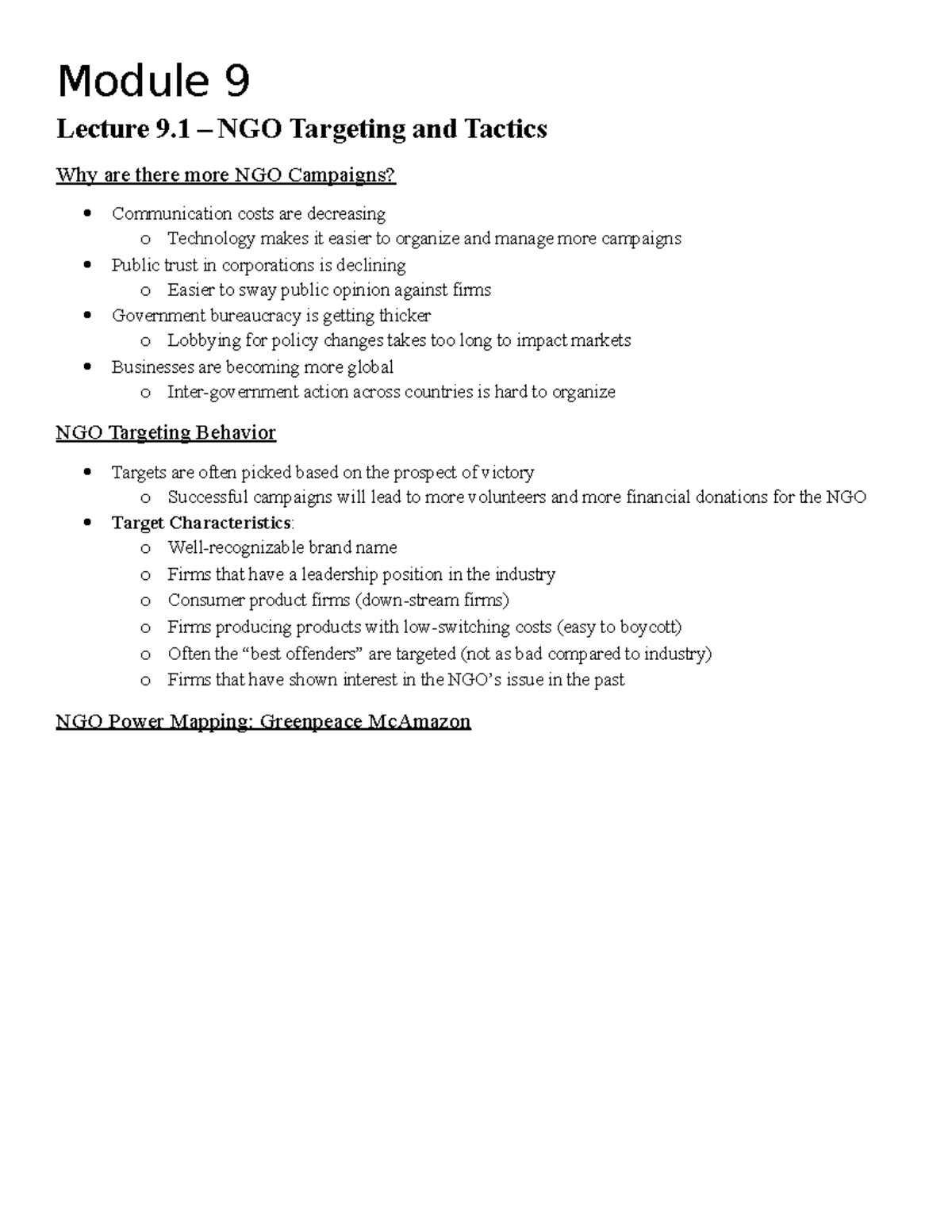 G202 Exam 2 Notes - aaaaaaaaaaaaaaaaaaaa - Module 9 Lecture 9 – NGO ...