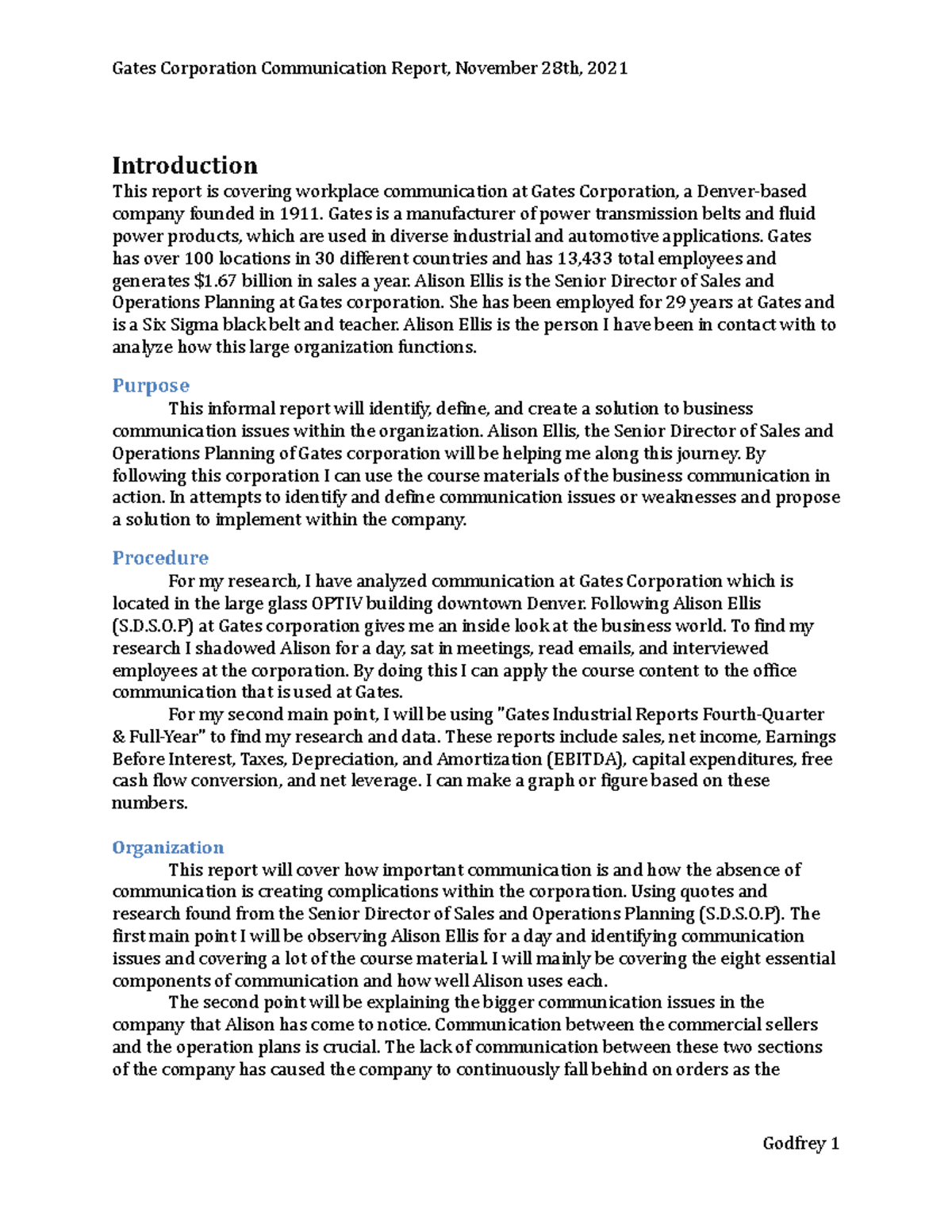 Gates Informal Report - The final project - Gates Corporation ...