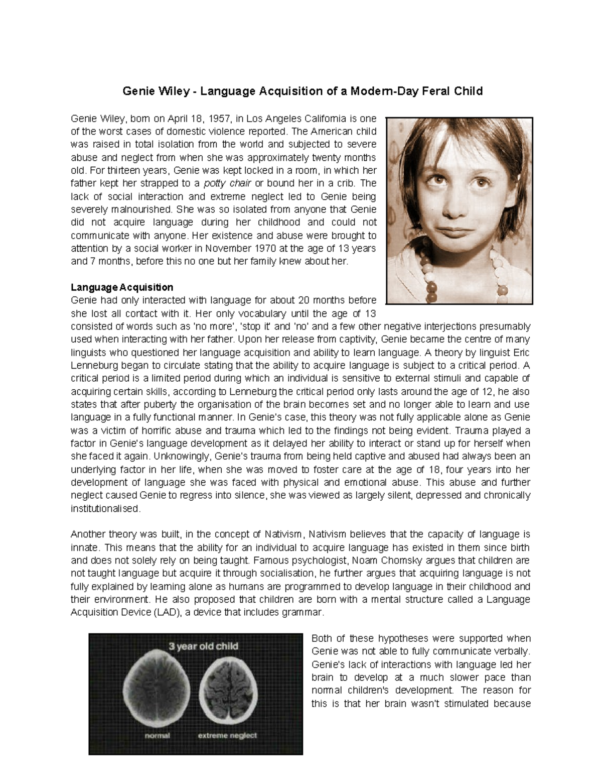 Child Neglect Report - Genie Wiley VCE English Language - Genie Wiley ...