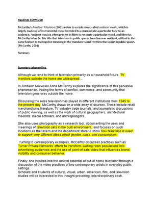 COMM 200 lecture notes chapter 1 completed - COMM 217 TUTORIAL ...