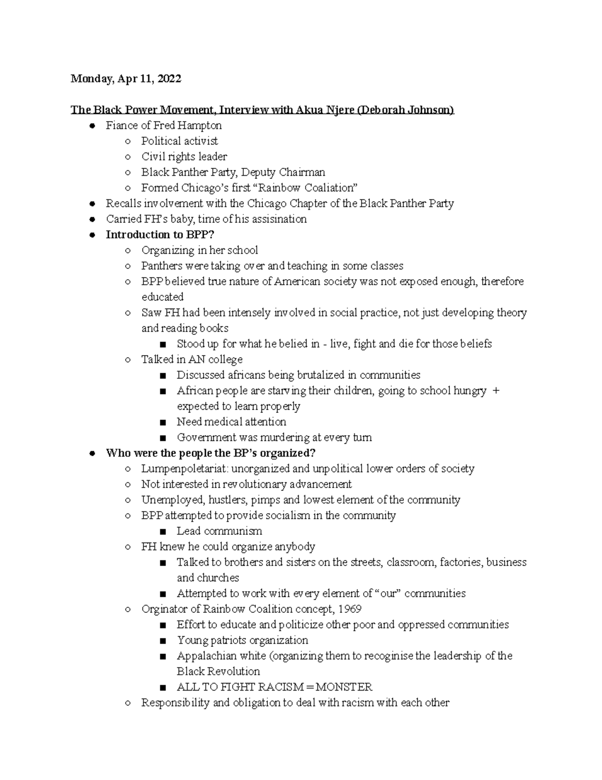 Week 12 Reading - Professor Elyse Banks - Monday, Apr 11, 2022 The ...