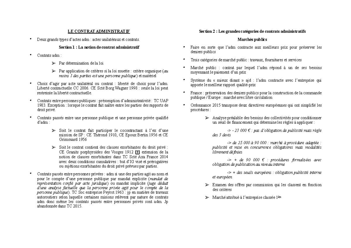 LE- Contrat- Administratif - LE CONTRAT ADMINISTRATIF Deux grands types ...