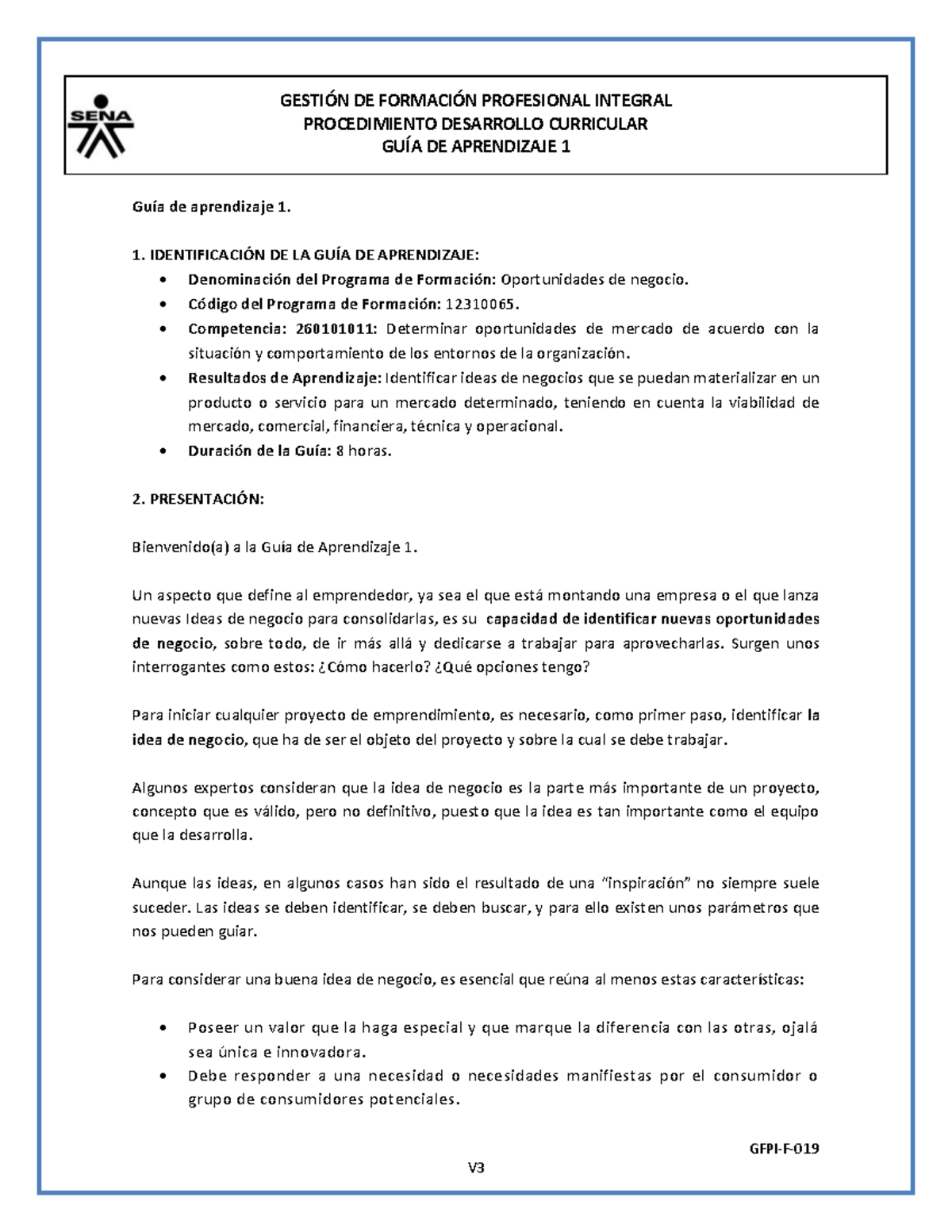 Guia 1 - 1234 - GESTI”N DE FORMACI”N PROFESIONAL INTEGRAL PROCEDIMIENTO DESARROLLO CURRICULAR ...