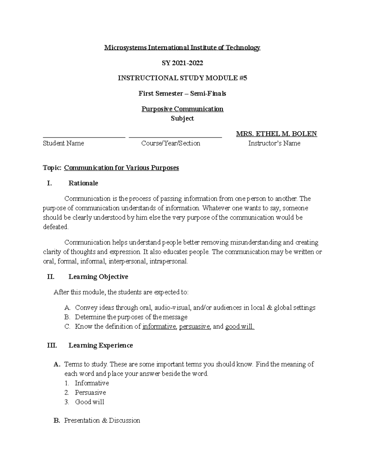[Template] Module 5 - Purposive COMMm - Microsystems International ...